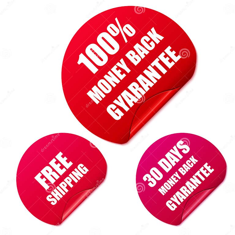 Set of red round stickers stock vector. Illustration of retail - 56553688