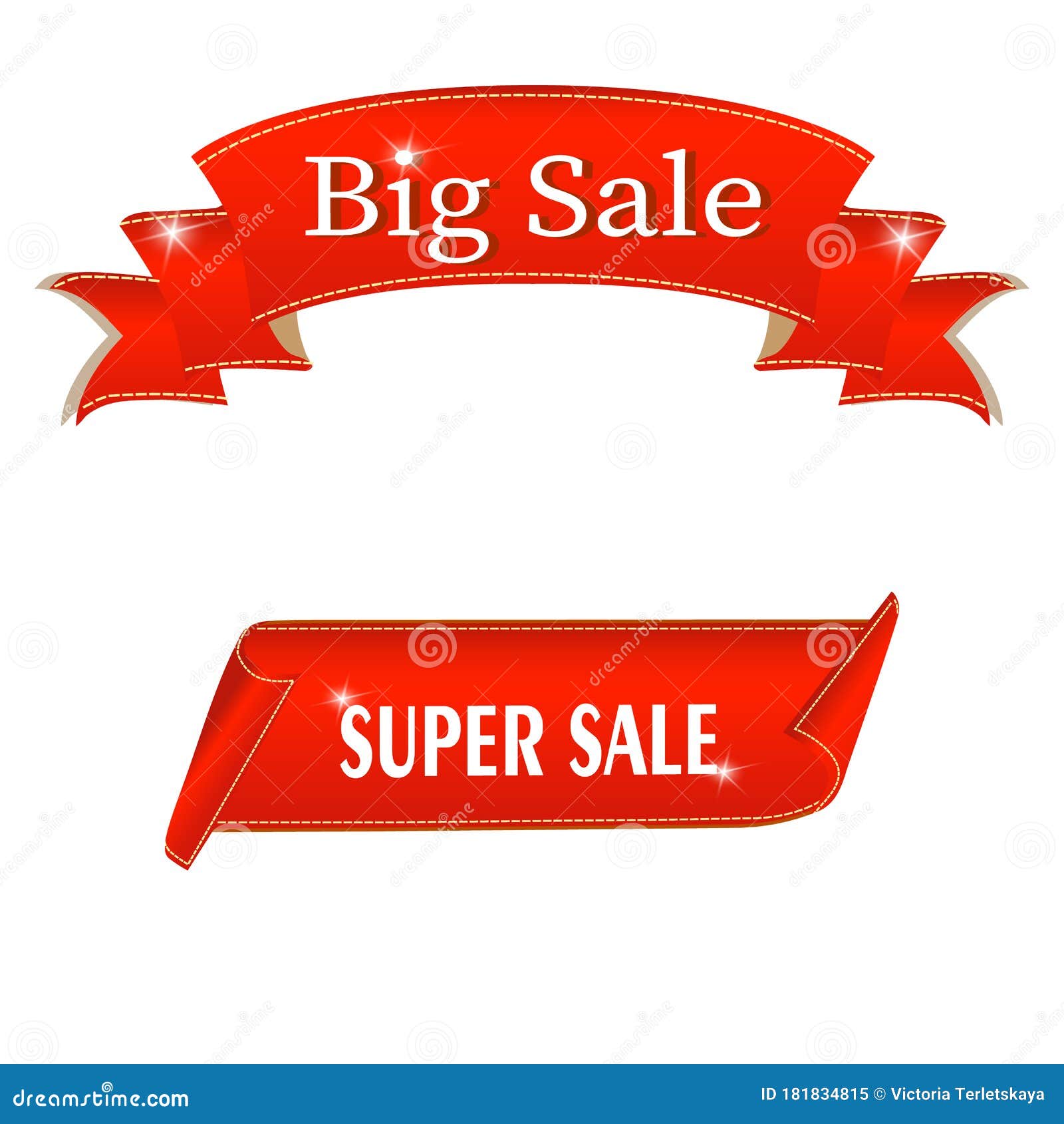 Set of Red Sale Banners Isolated. Vector 3d Scrolls Stock Vector ...
