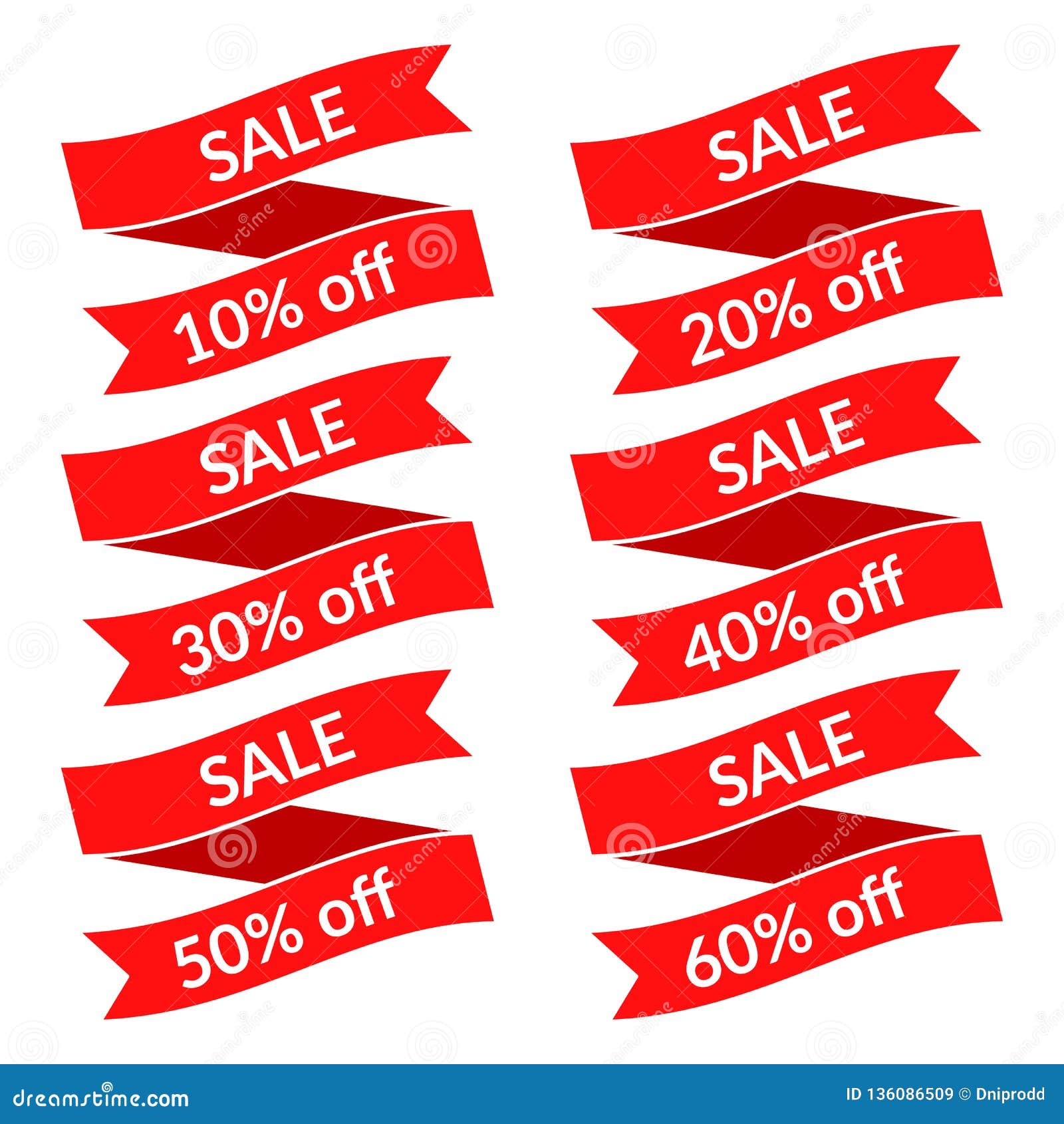 Set of Red Sale Ribbons with Different Discount Stock Vector ...