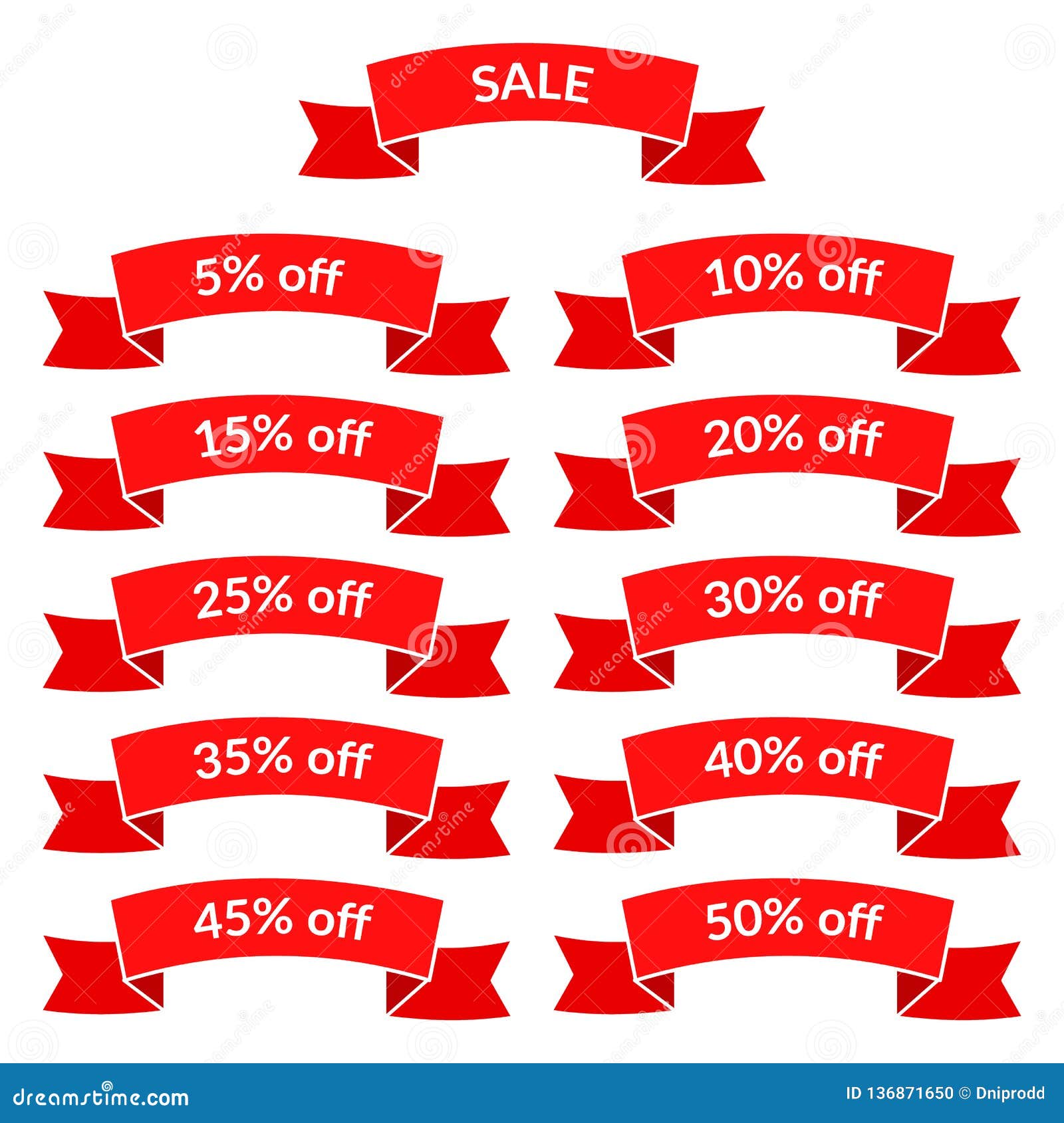 Set of Red Sale Ribbons with Different Discount Stock Vector ...