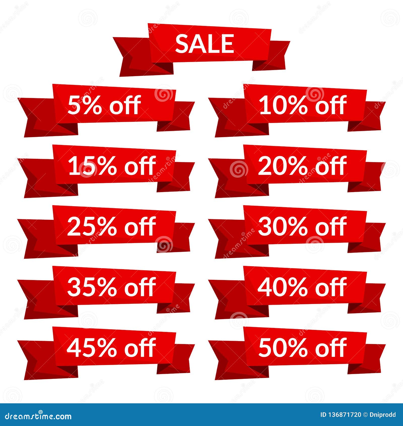Set of Red Sale Ribbons with Different Discount Stock Vector ...