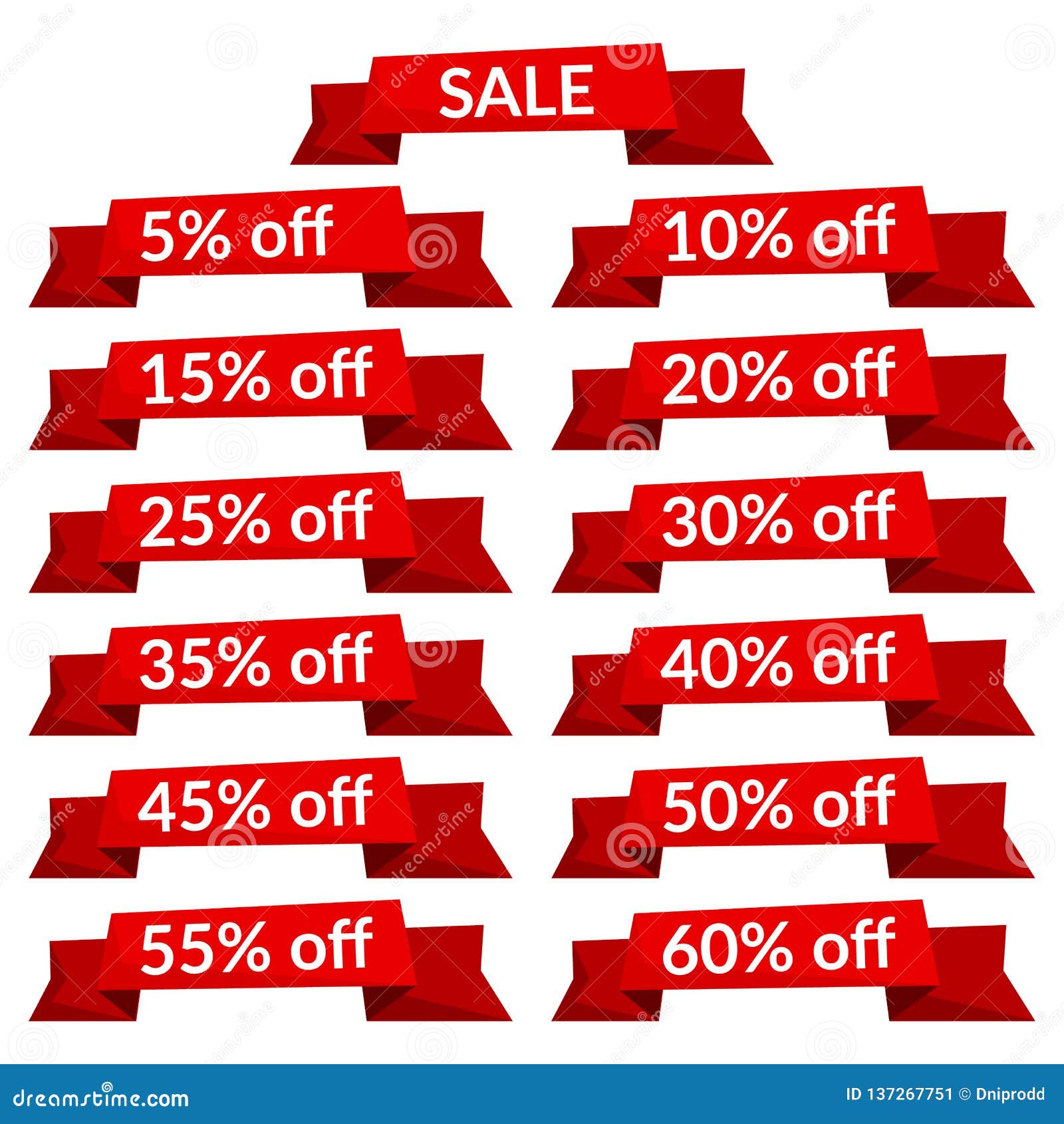 Set of Red Sale Ribbons with Different Discount Stock Vector ...