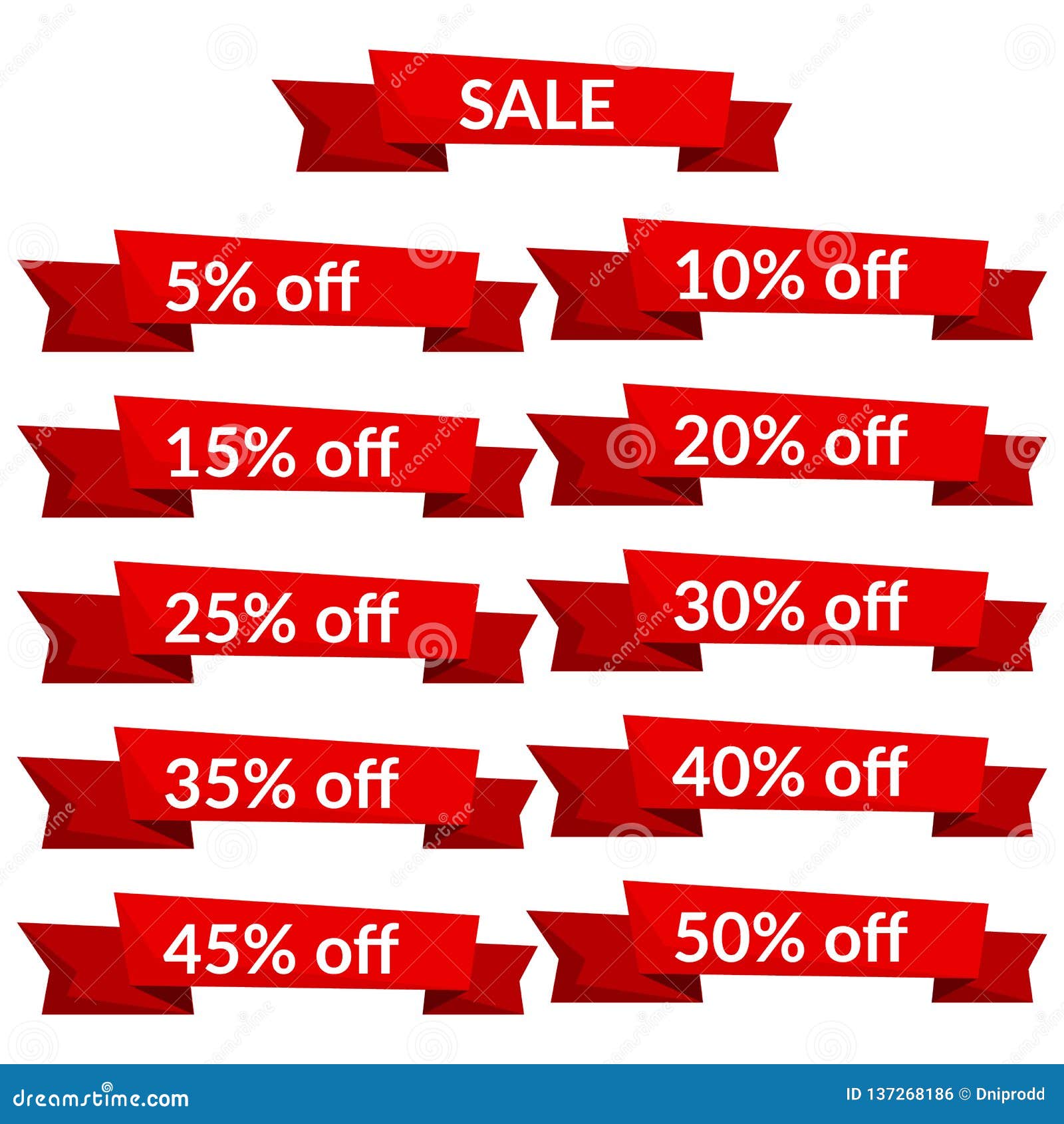 Red Sale Ribbons with Different Discount Values Stock Vector ...