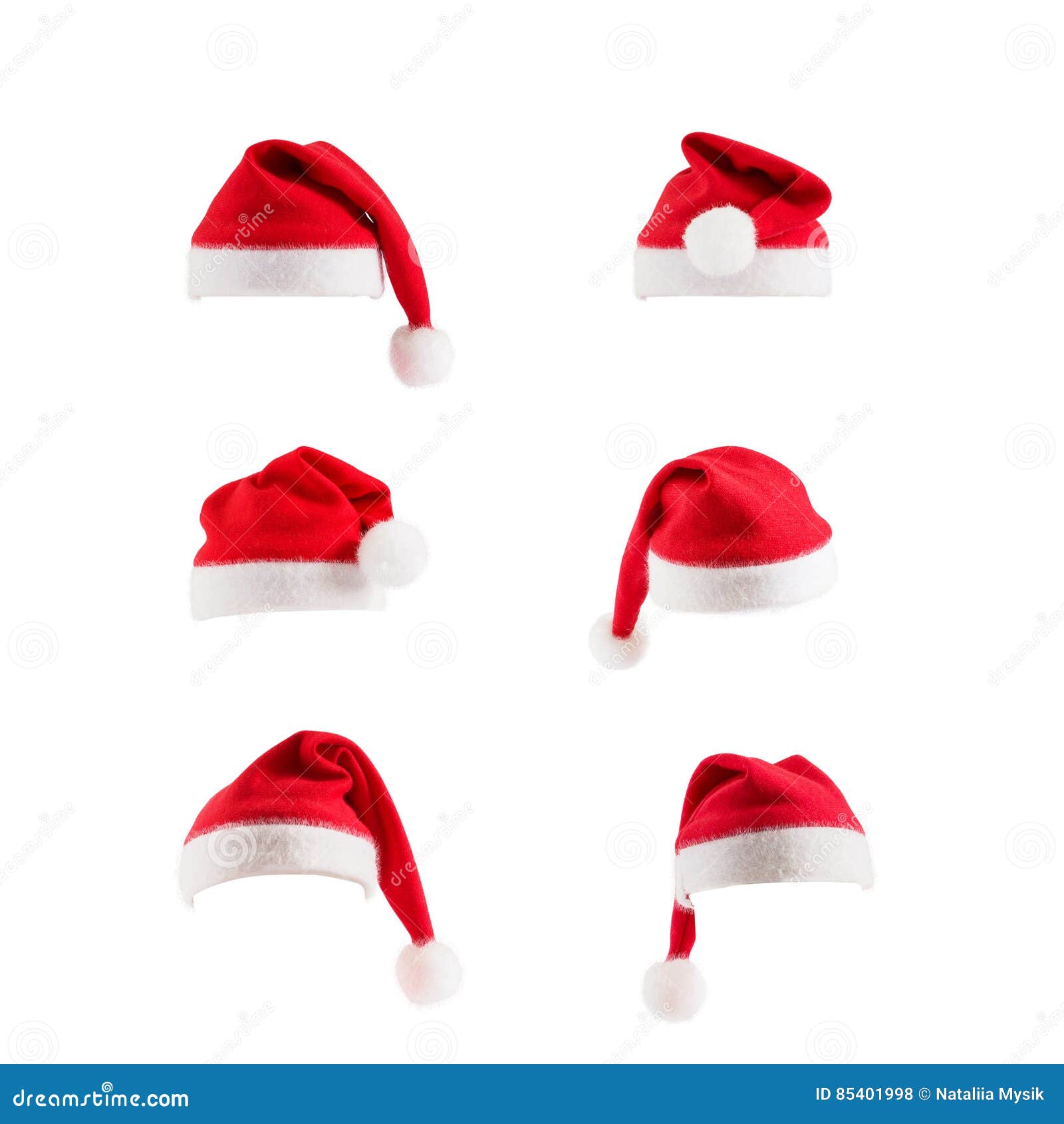 Set of Red Santa Claus Hats Stock Photo - Image of object, celebration ...