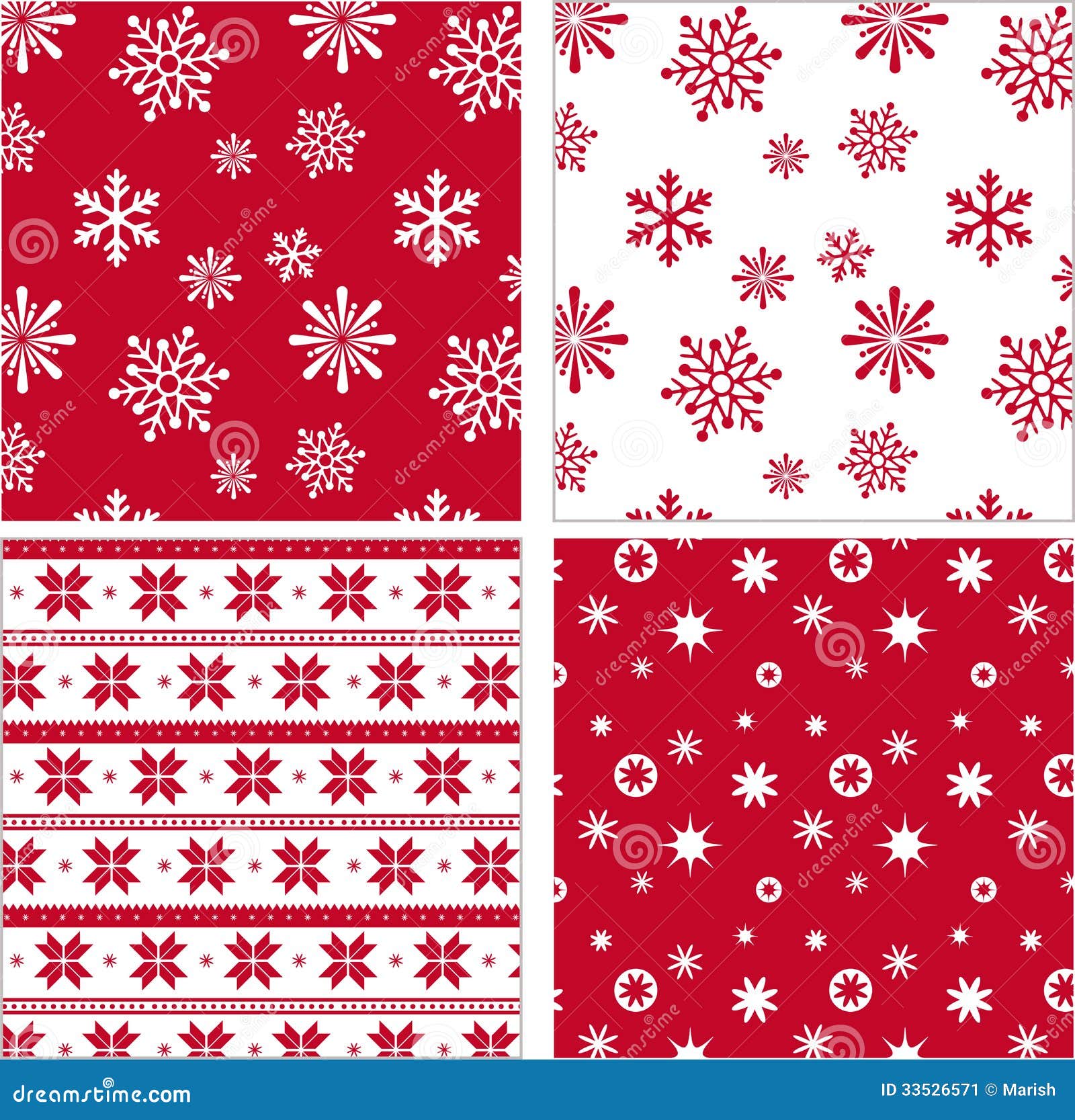 Set of Red Seamless Snowflake Pattern Stock Vector - Illustration of ...
