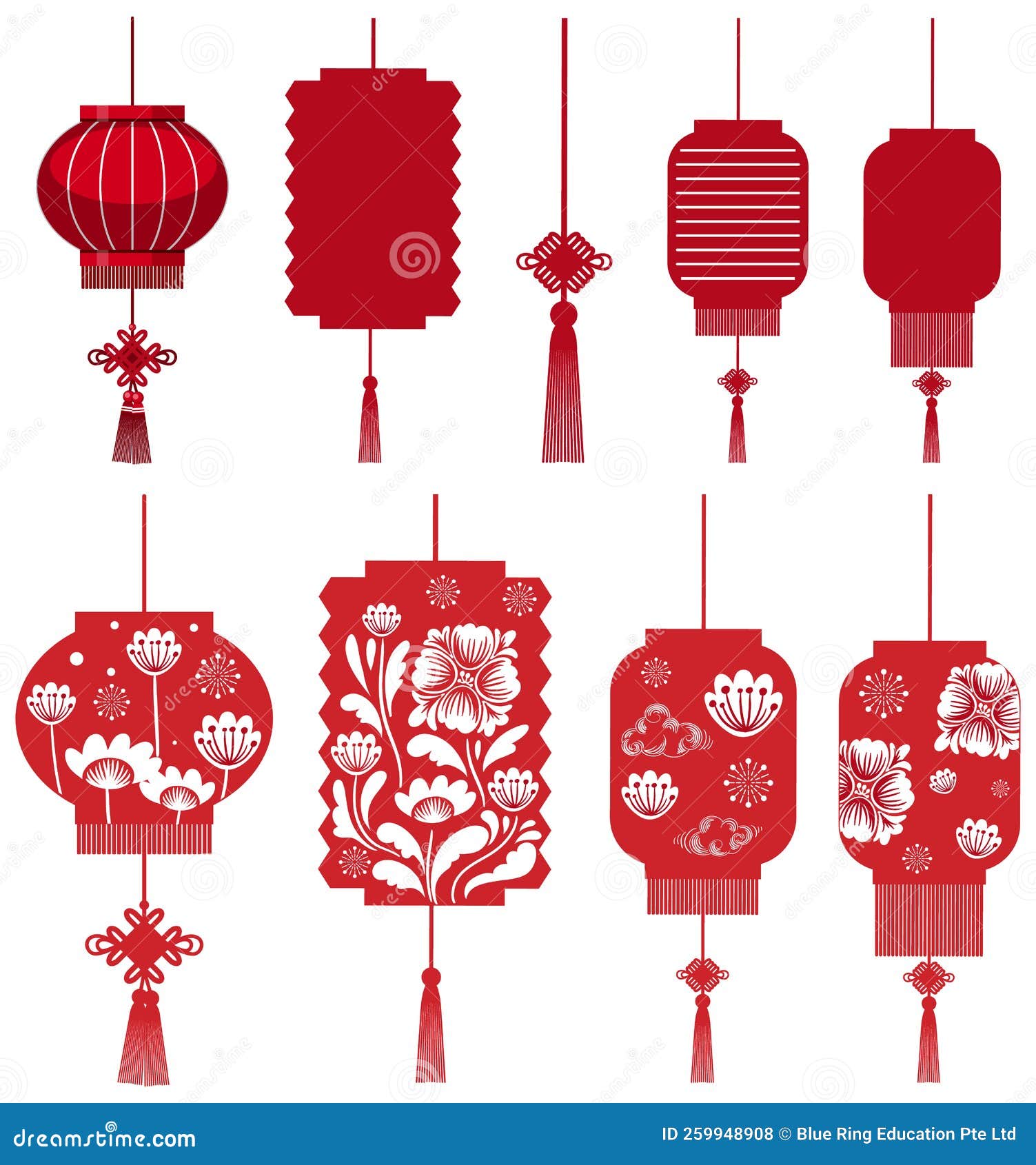 Set of Red Silhouette Chinese Stock Vector - Illustration of colour ...
