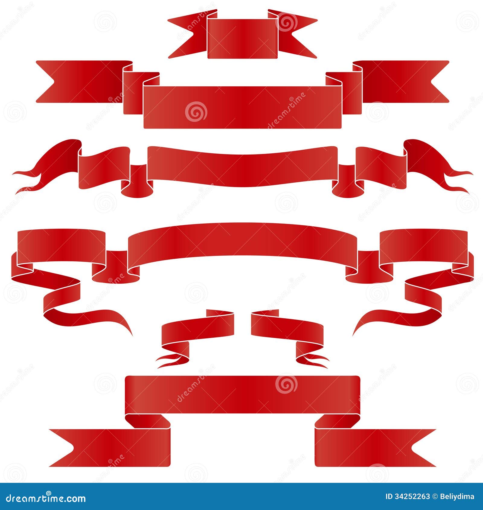 Set of Red and Silver Ribbon Stock Vector - Illustration of element ...