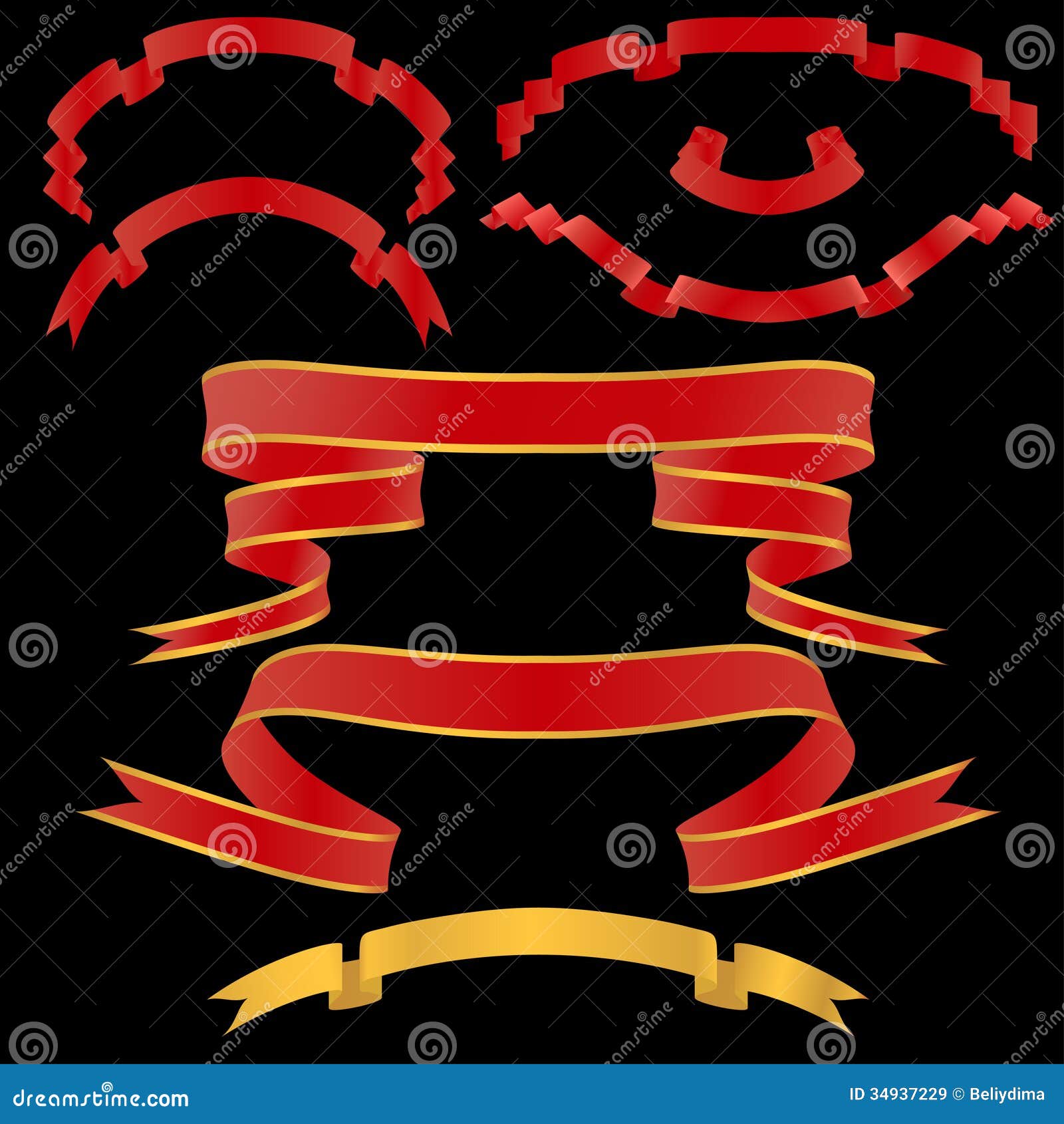 Set of Red and Silver Ribbon Stock Vector - Illustration of design ...