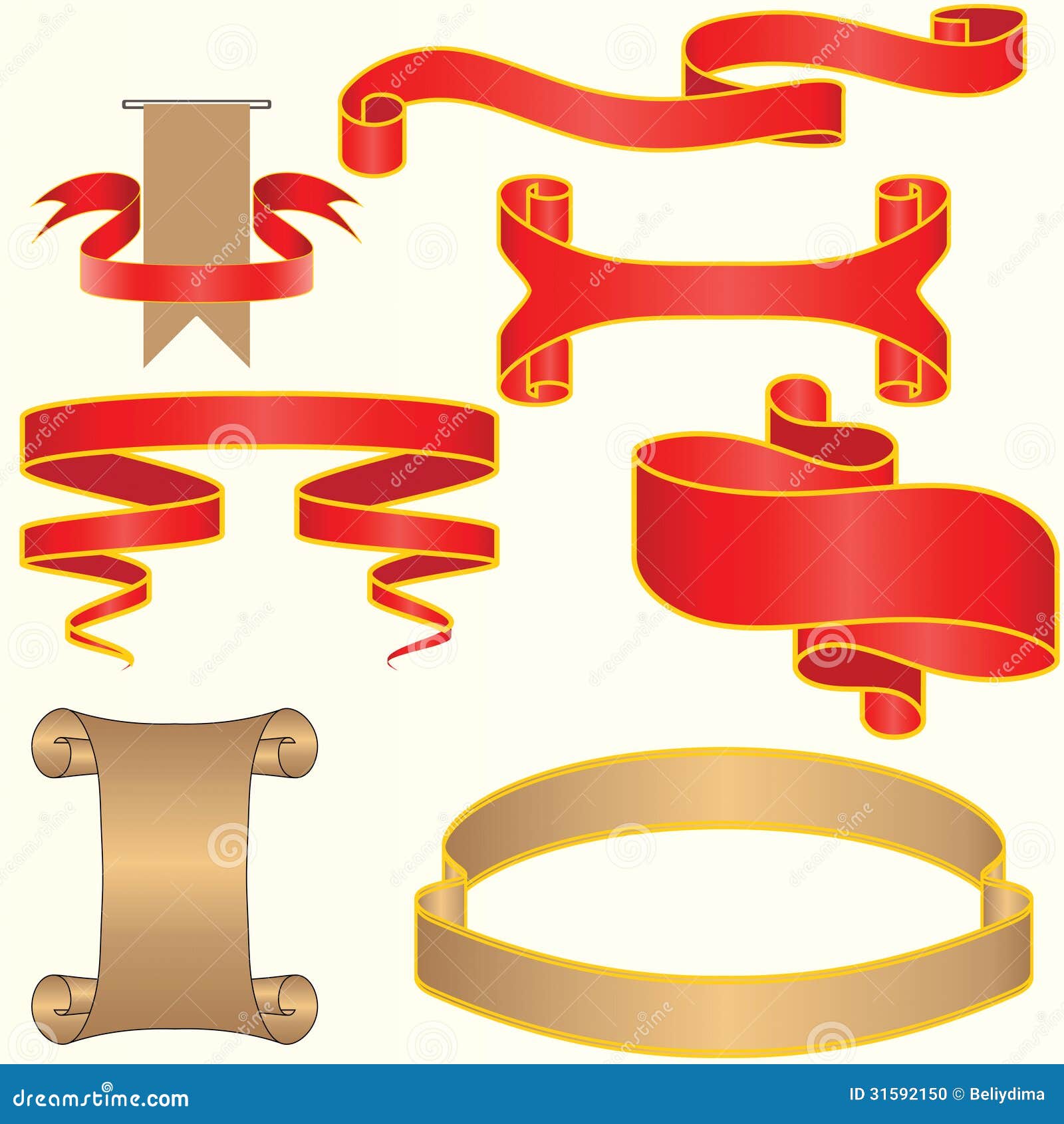 Set of Red and Silver Vector Ribbon Stock Vector - Illustration of ...