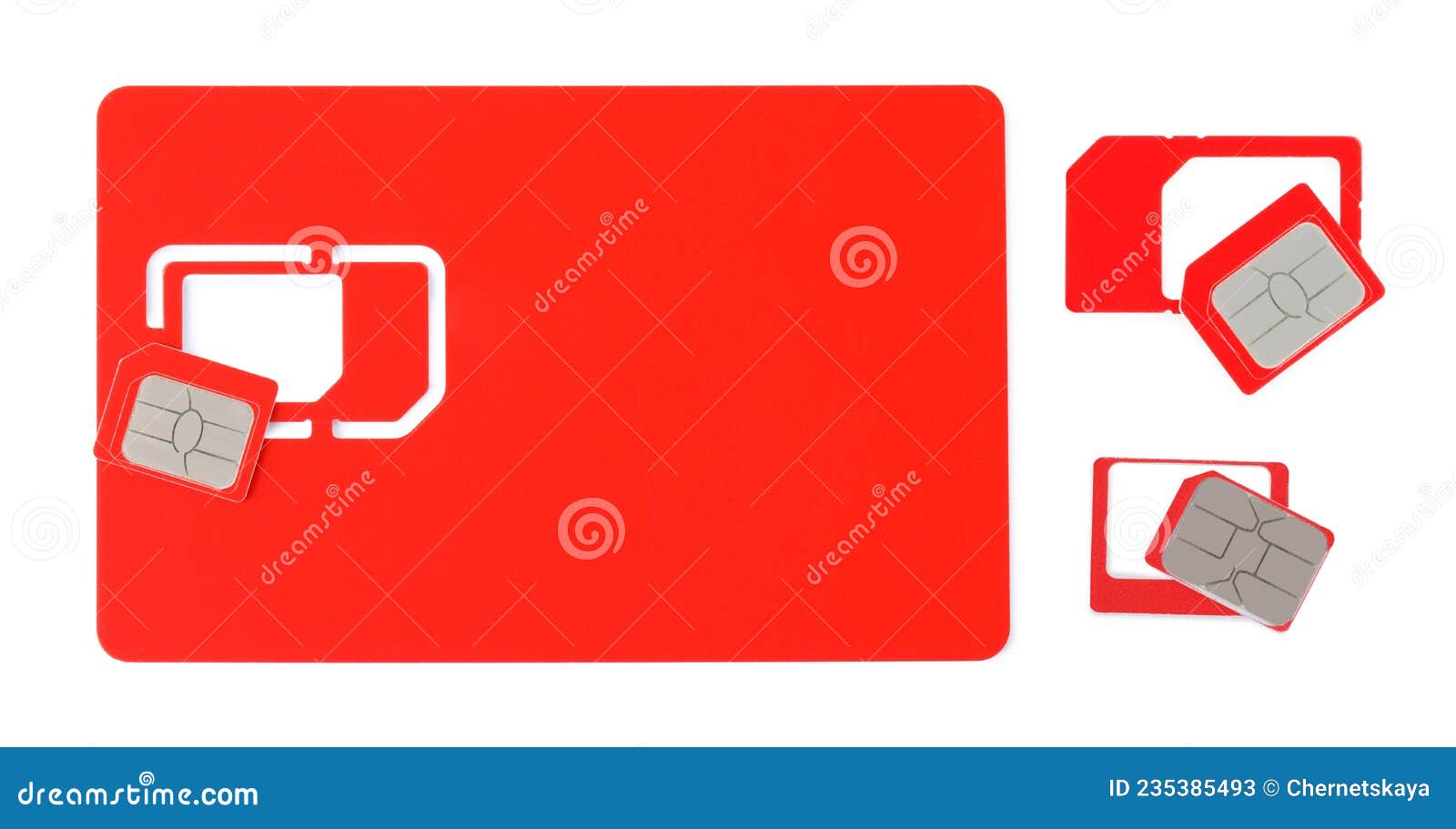 Set with Red SIM Cards on White Background, Top View. Banner Design ...