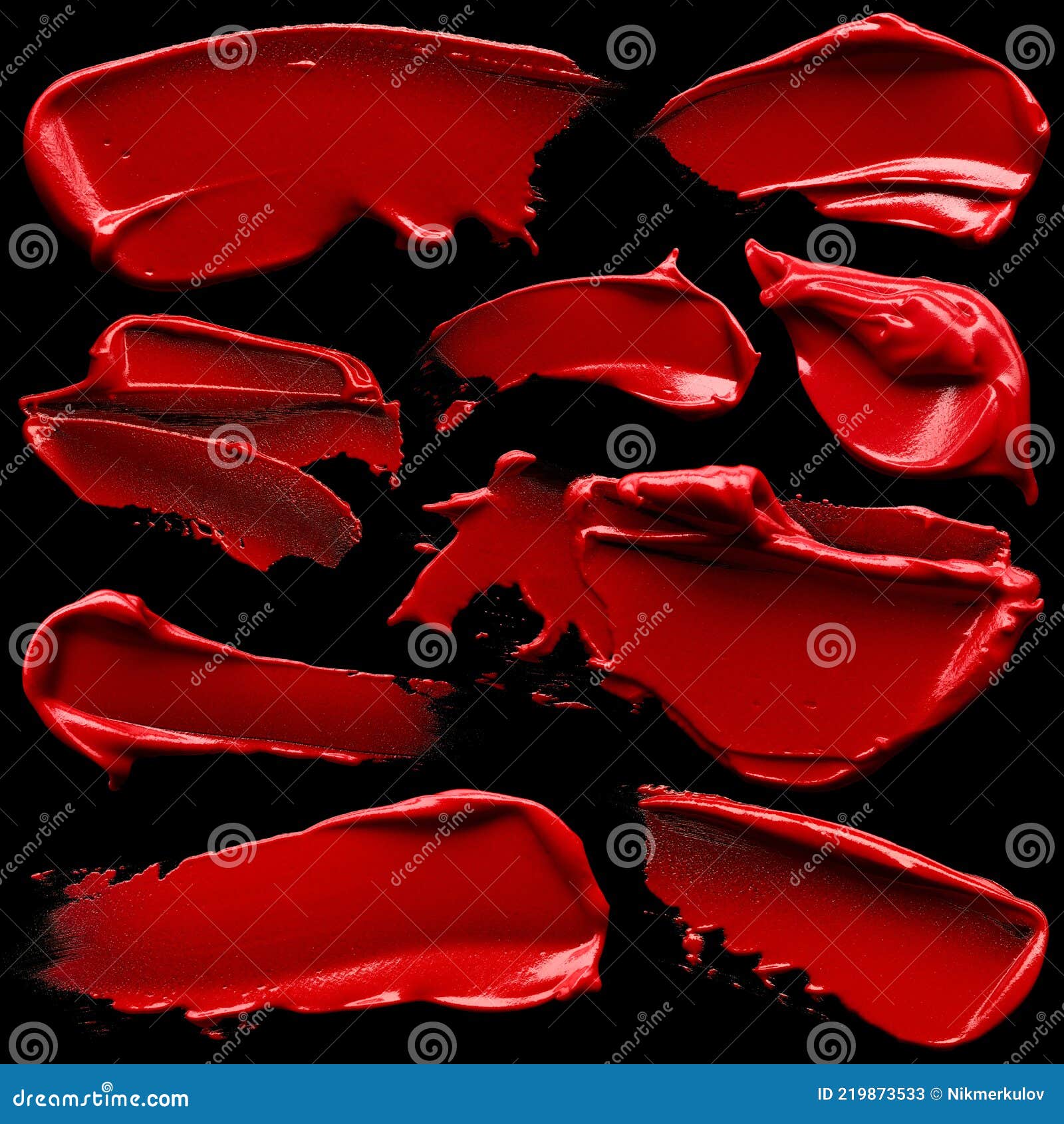 Set of Red Smeared Stroke Lipstick Stock Image - Image of strokes ...