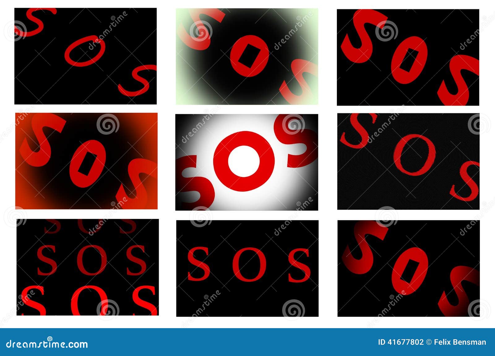 Set of Red SOS Word on Black Background Stock Illustration ...