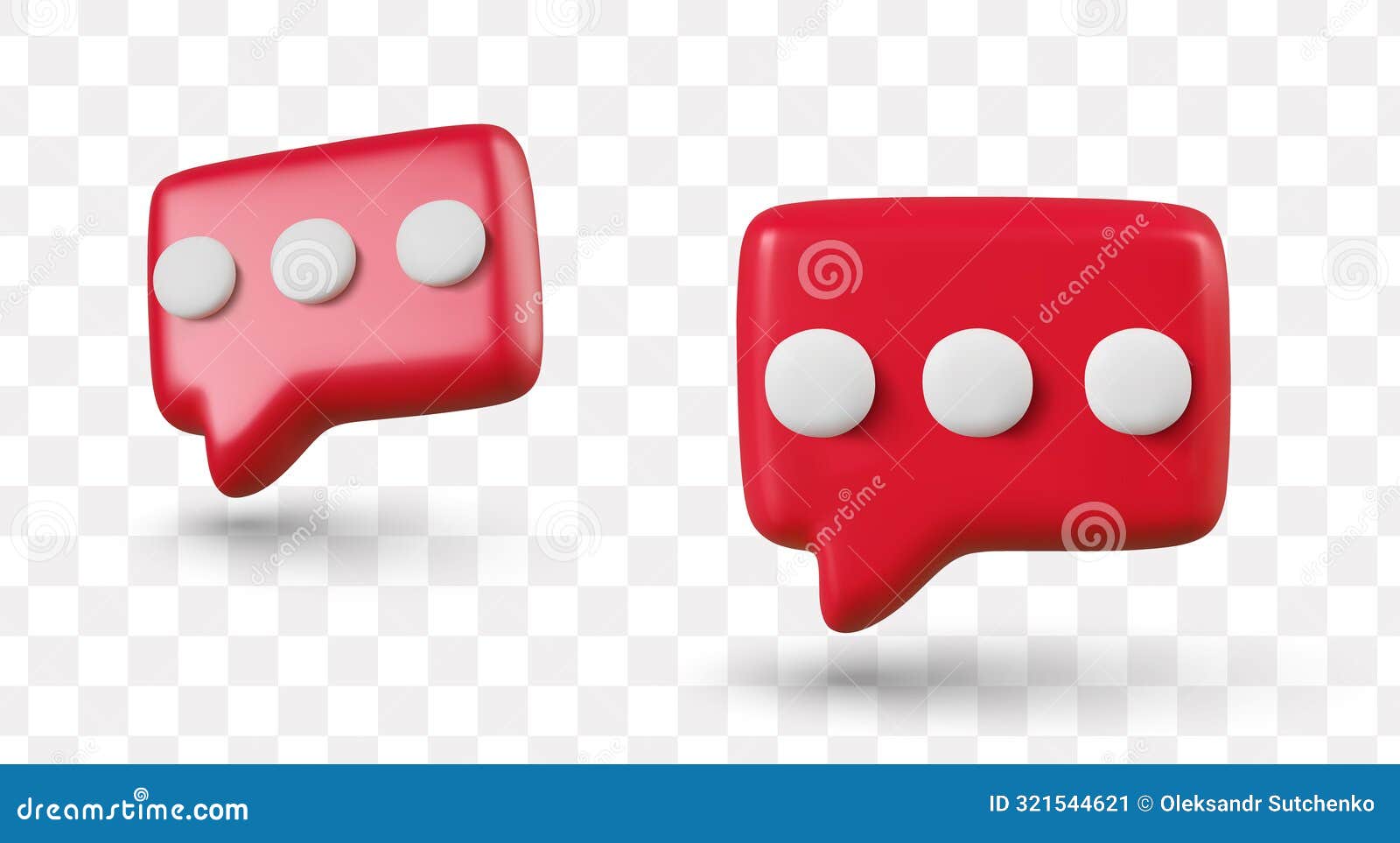 Set of Red Speech Bubbles with Three Dots. Elements in Different ...