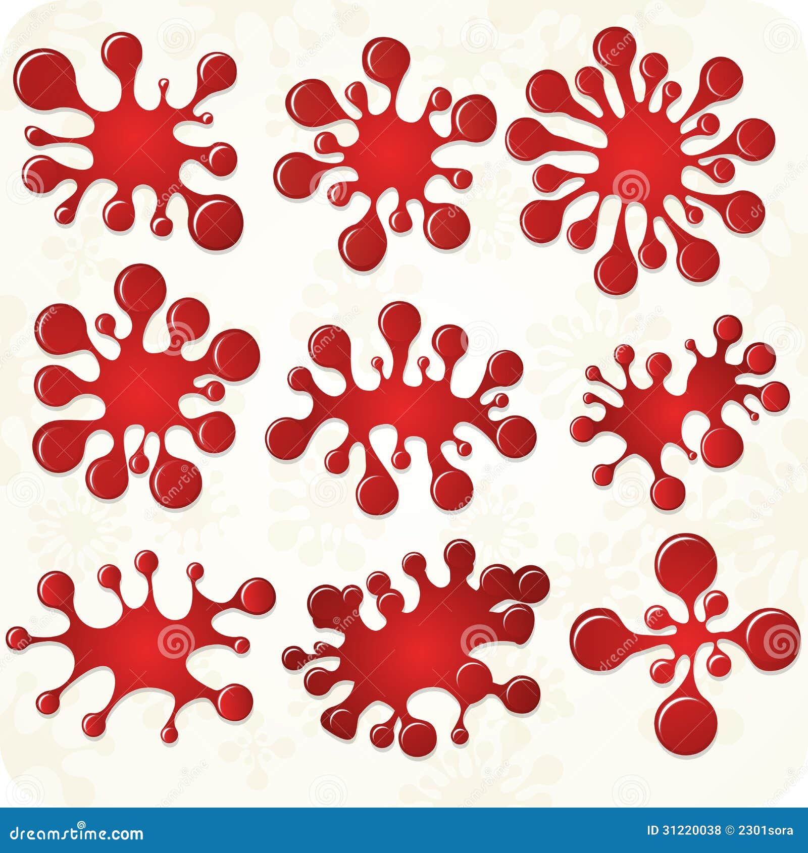 Set of Red Splashes stock vector. Illustration of bright - 31220038