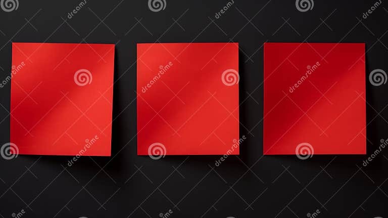Set of Red Square Paper Notes on a Black Background. Brainstorming ...