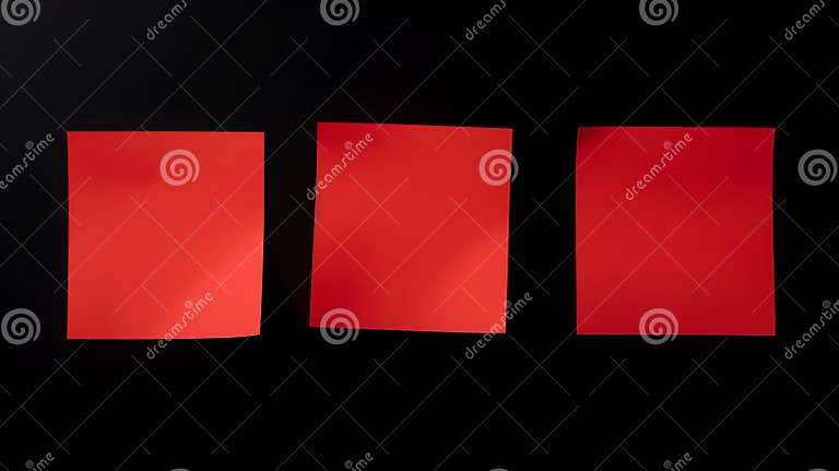 Set of Red Square Paper Notes on a Black Background. Brainstorming ...
