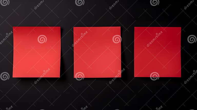 Set of Red Square Paper Notes on a Black Background. Brainstorming ...