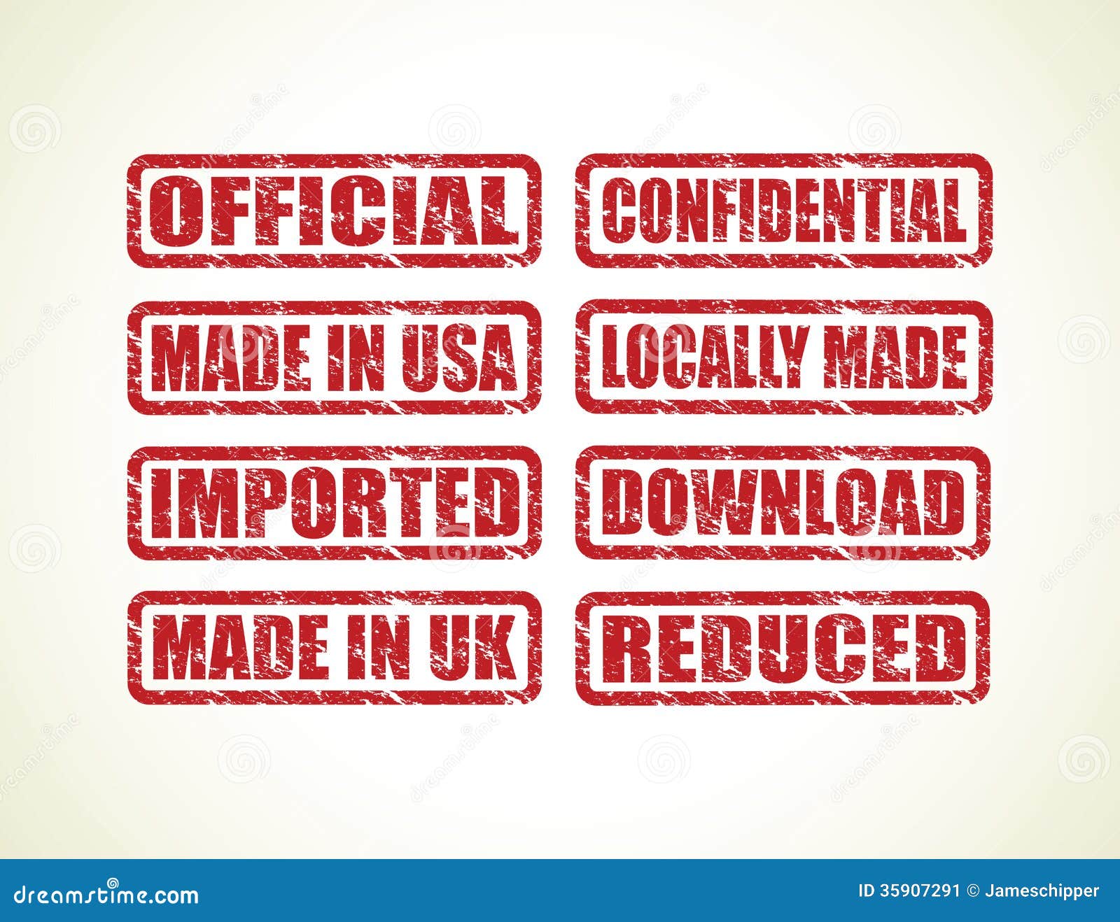 Set of red stamps stock vector. Illustration of office - 35907291