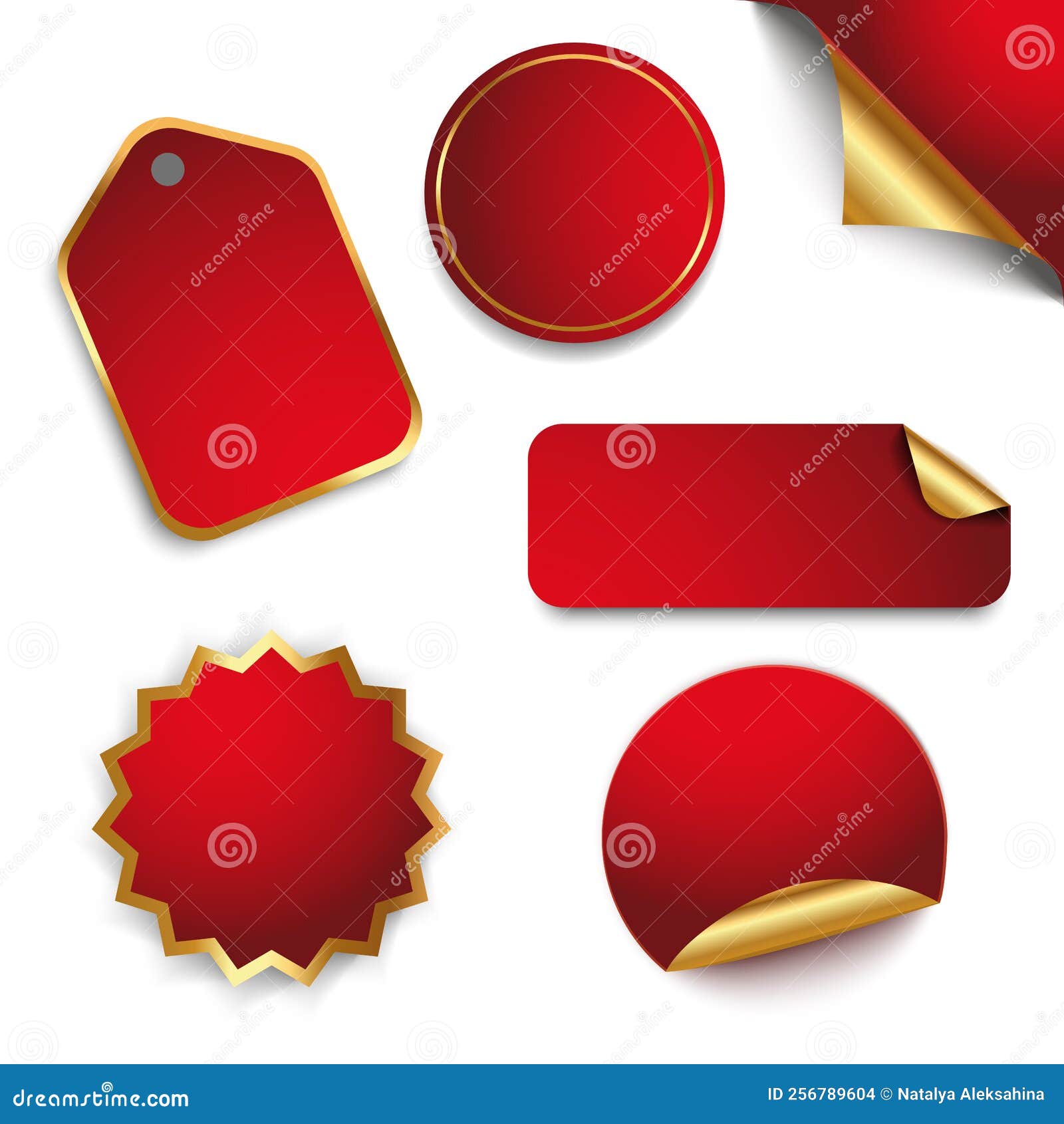 Set of red stickers stock vector. Illustration of product - 256789604