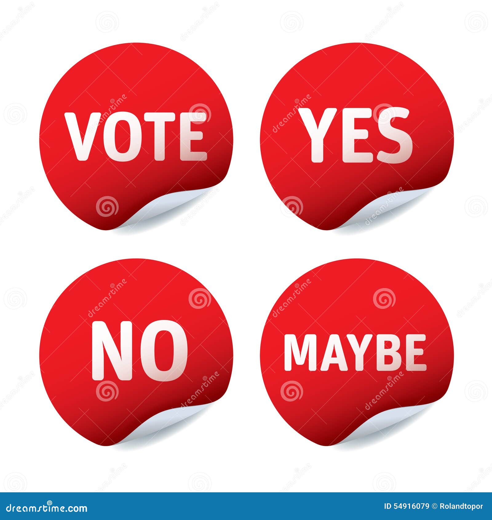 Set Of Red Stickers - Vote, Yes, No, Maybe Royalty-Free Stock ...