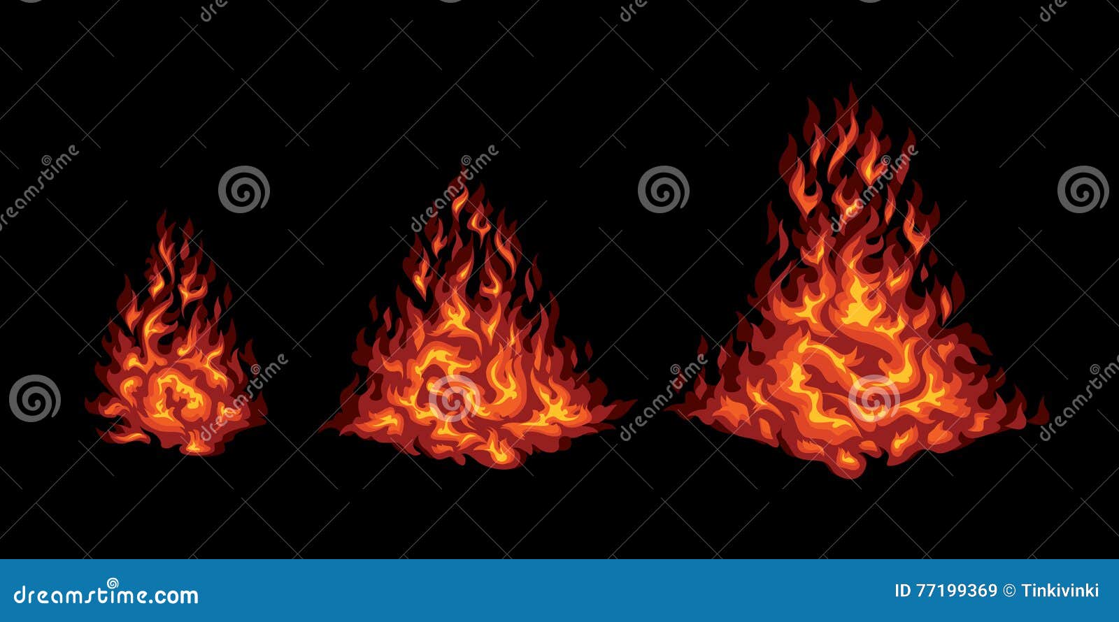 Stylized Fire And Flame. Set With Different Abstract Red And Orange ...