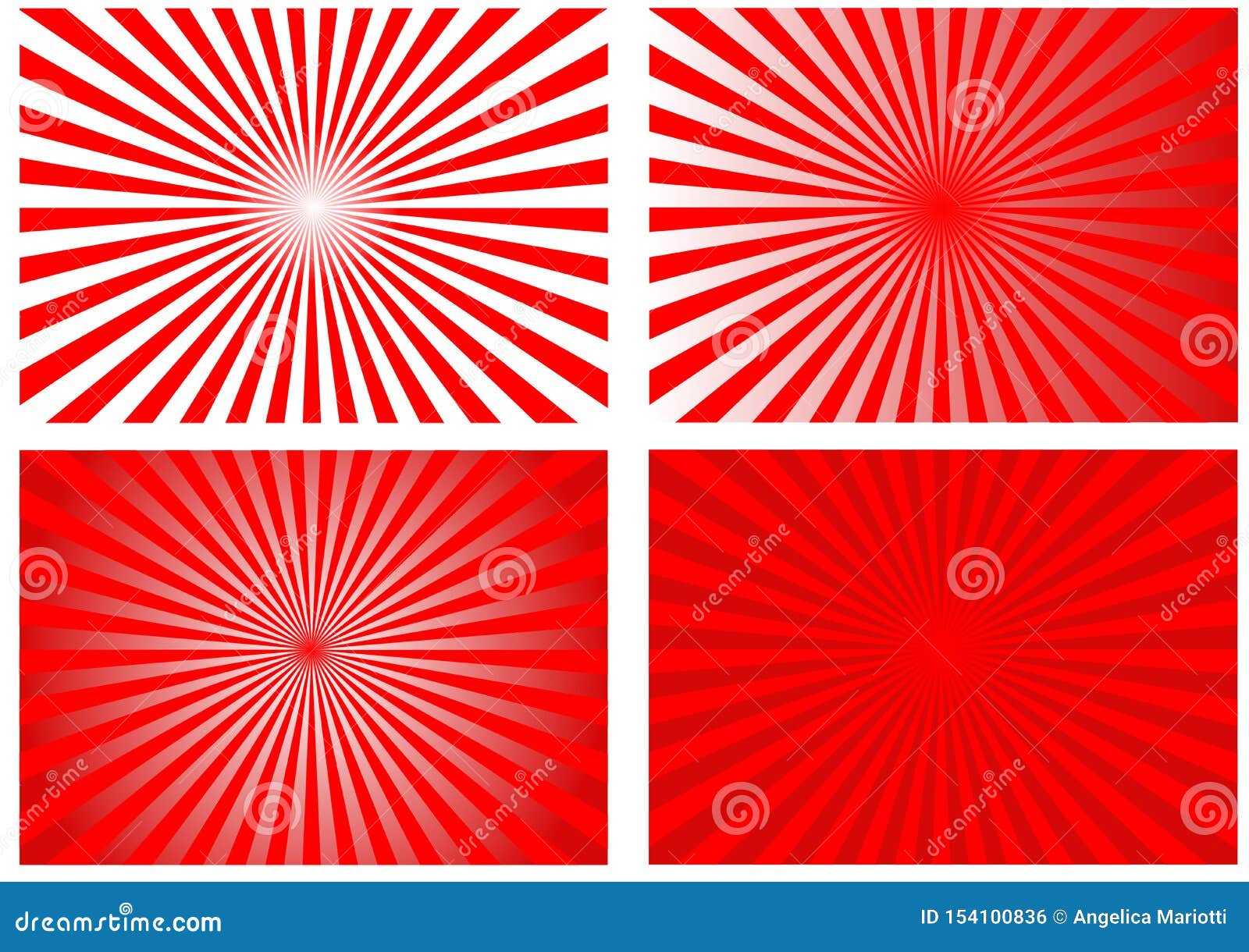 Set Red Sunburst Retro Backgrounds Vector Stock Vector Illustration