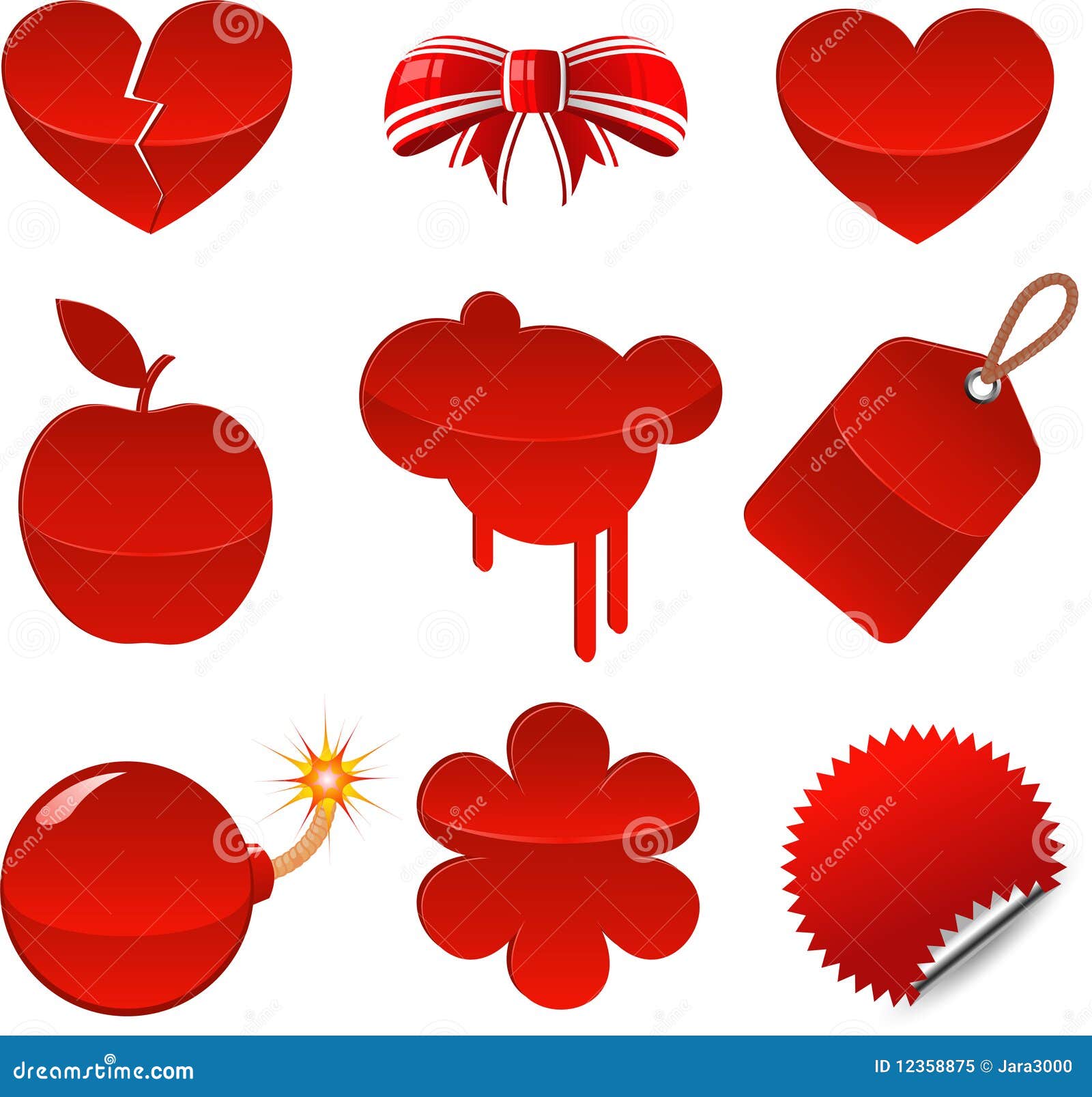 Set of red symbols stock vector. Illustration of drop - 12358875