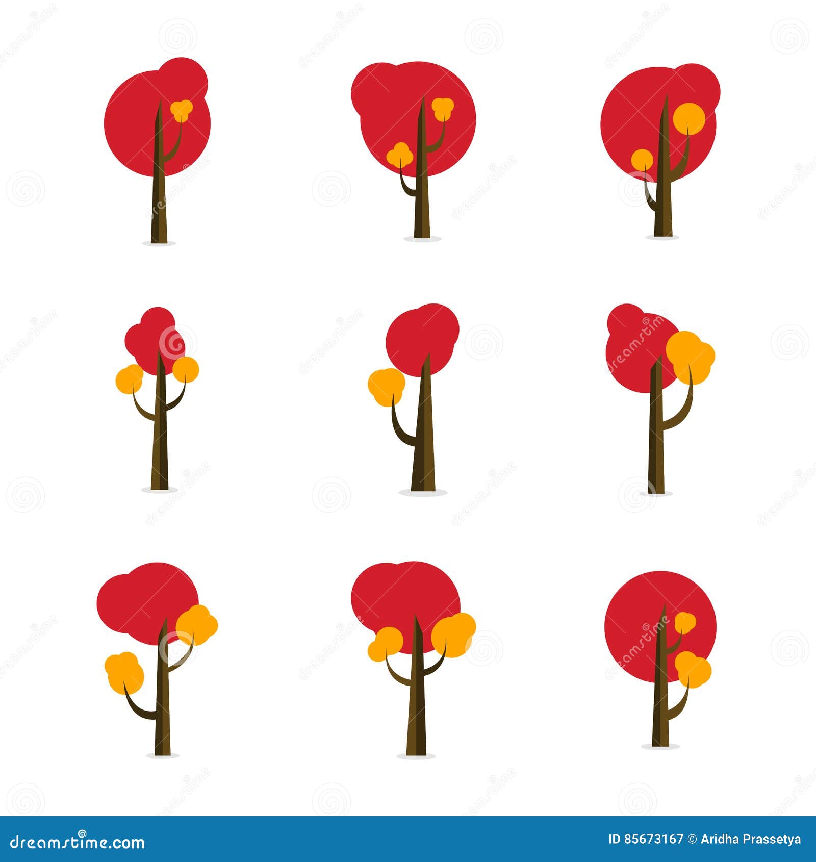 Set of red tree style stock vector. Illustration of botany - 85673167