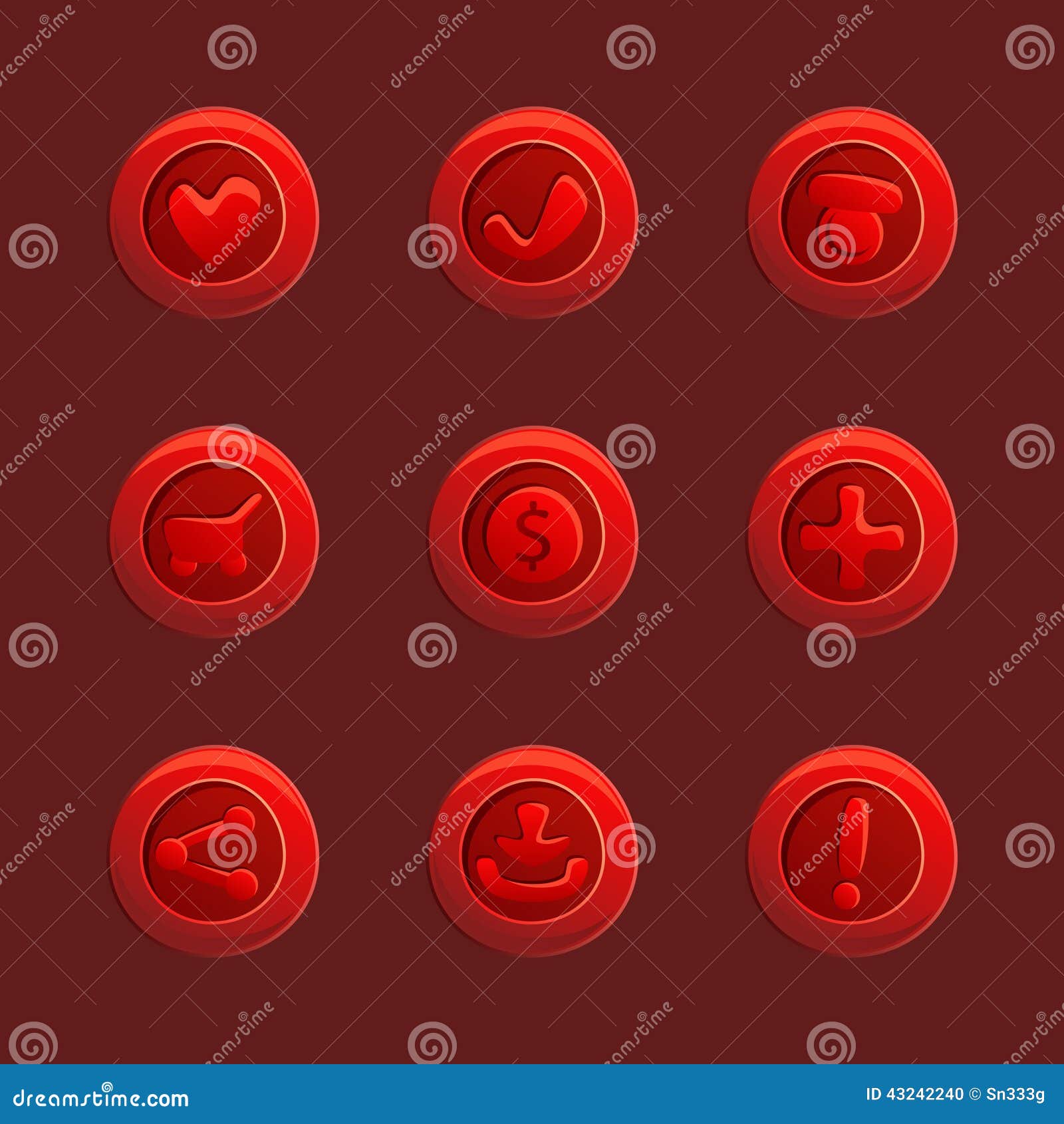 Set of Red Vector Elements for Ui Game Stock Vector - Illustration of ...