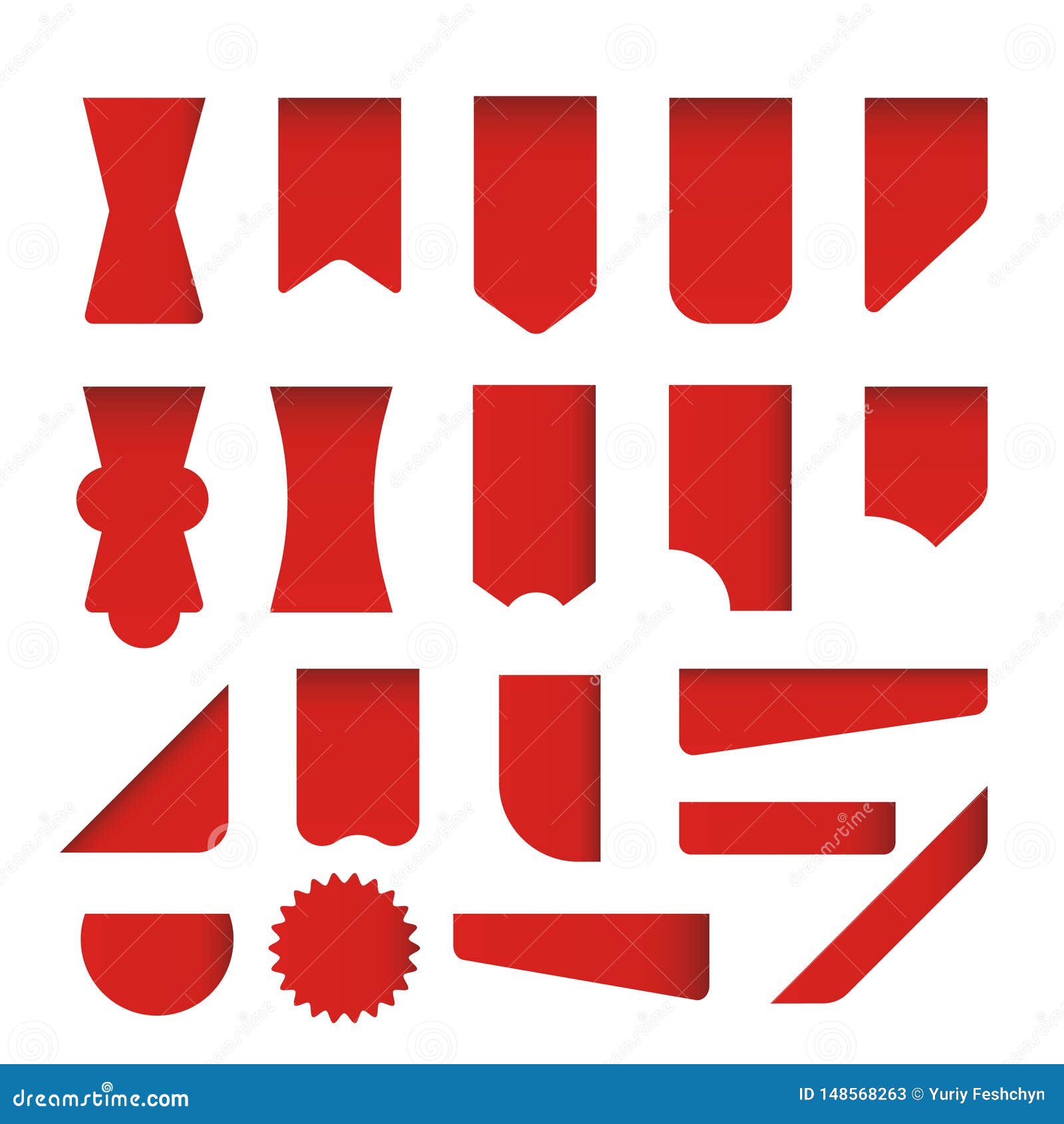Set of Red Vector Labels, Stickers, Corners Stock Vector - Illustration ...