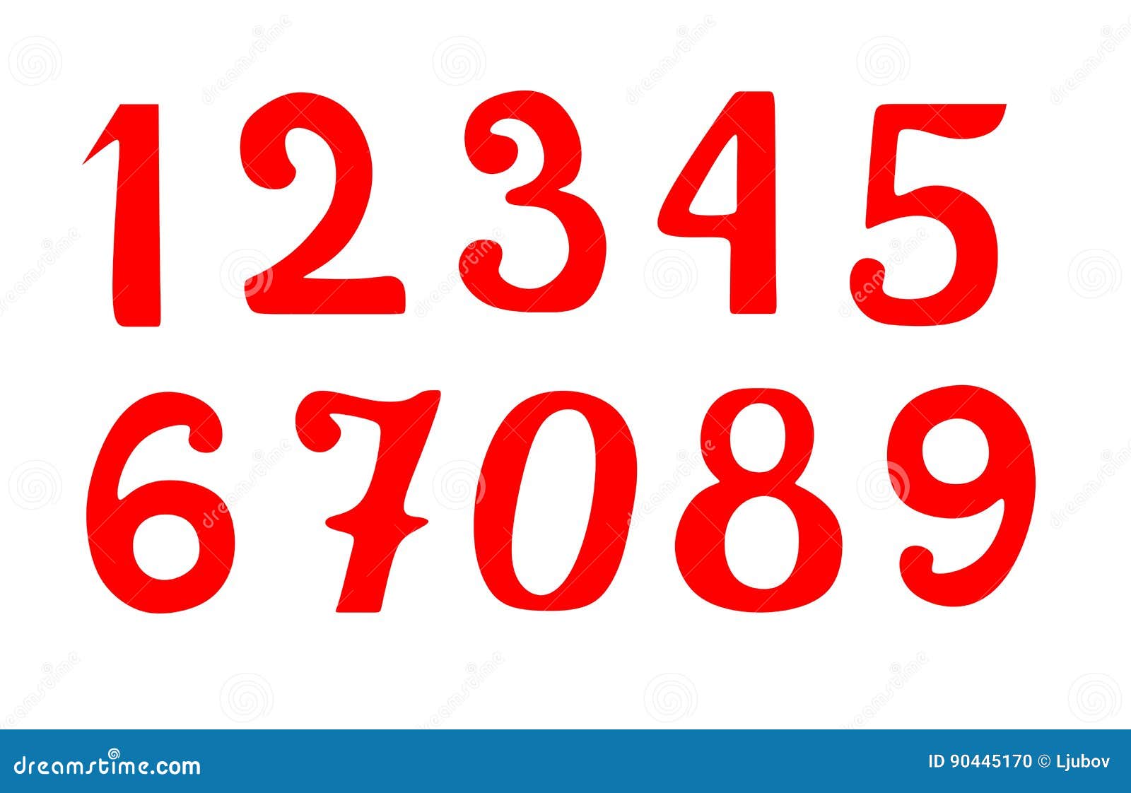 Set of Red Vector Numbers Isolated on White Background Stock Vector ...