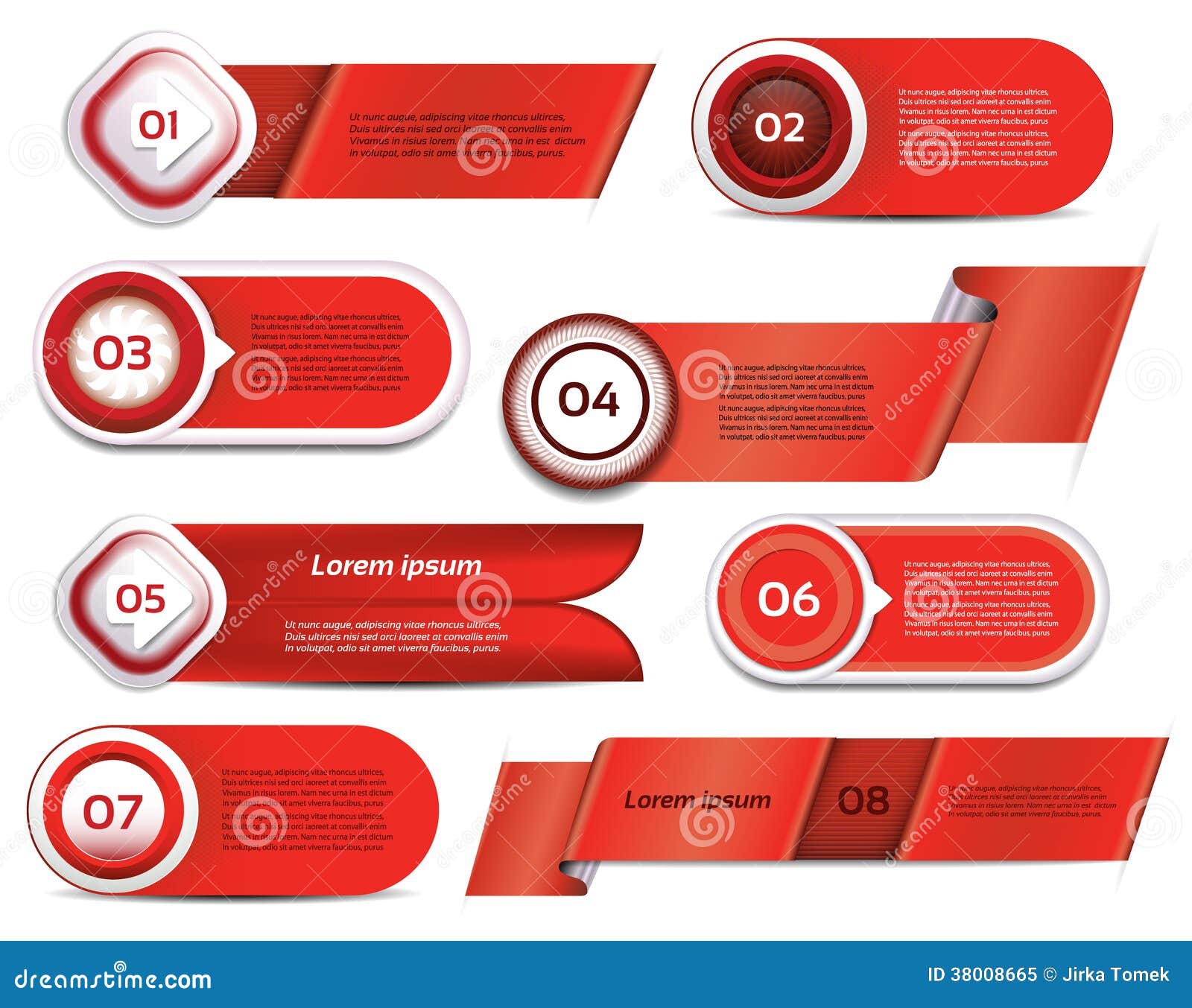 Set of Red Vector Progress, Version, Step Icons Stock Vector ...