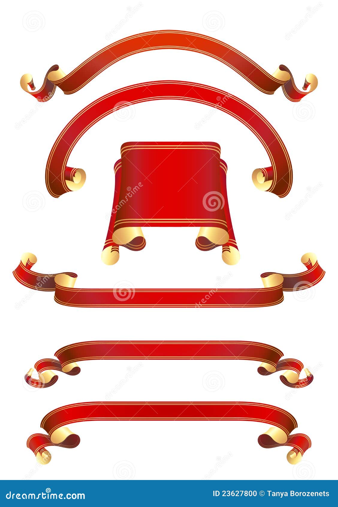 Set of Red Vector Ribbon Banners Stock Vector - Illustration of gold ...