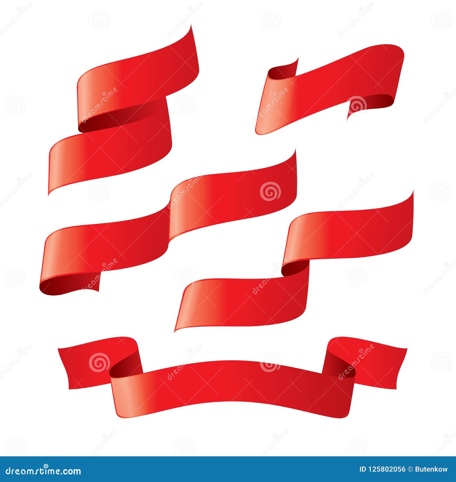 Set of red vector ribbons stock vector. Illustration of corner - 125802056