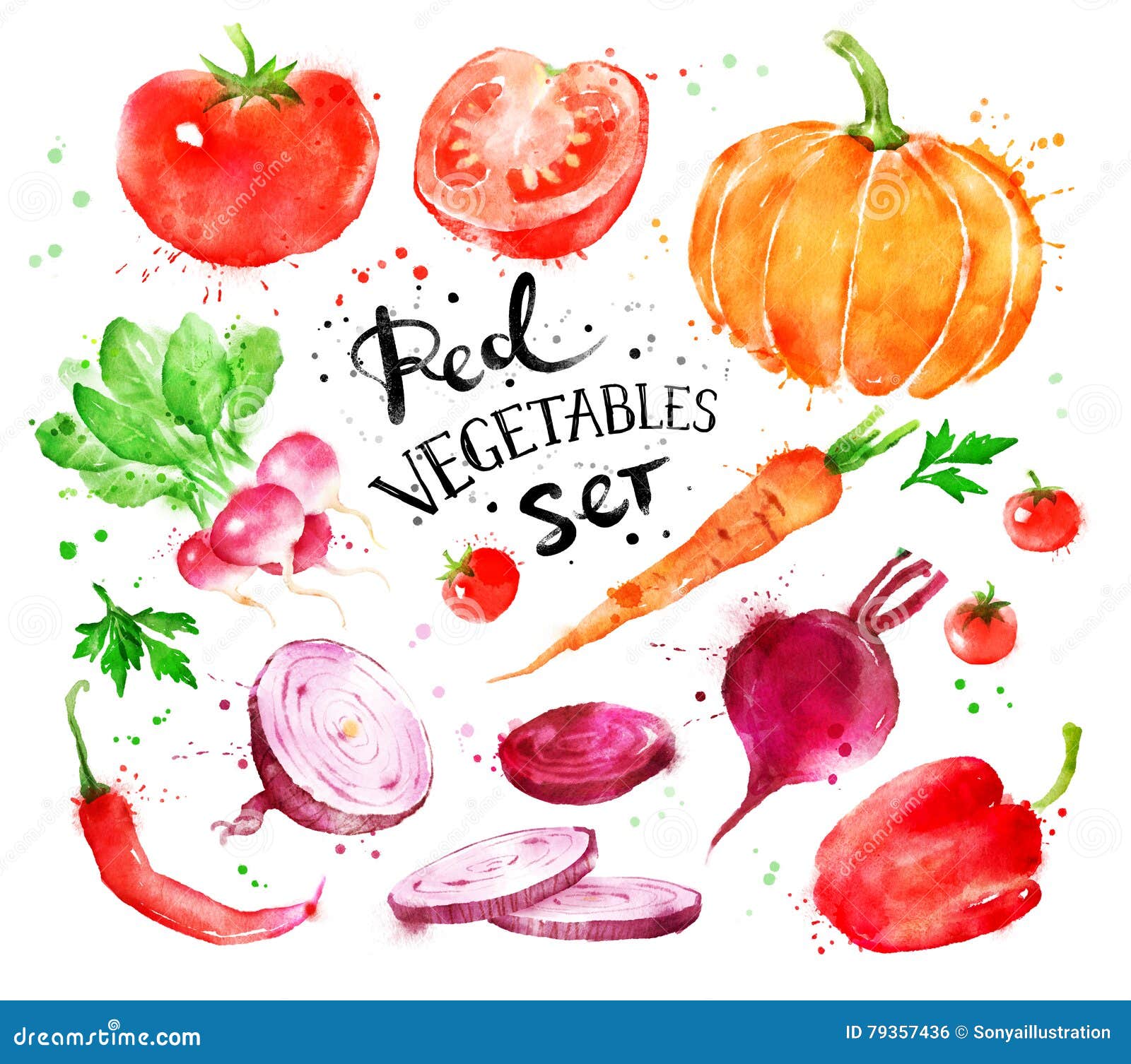 Set of red vegetables stock illustration. Illustration of collection ...