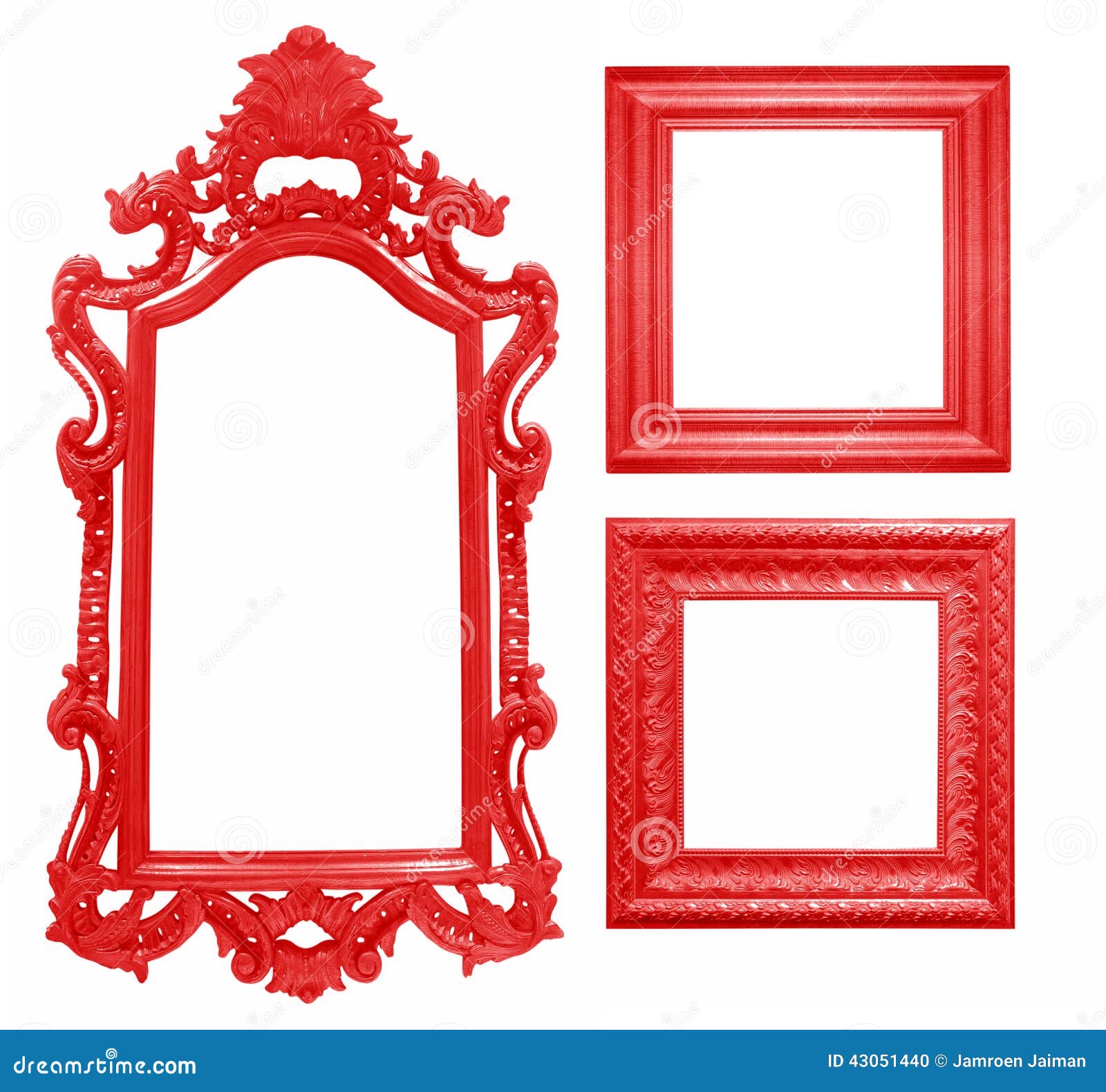 Set of Red Vintage Frame Isolated on White Background Stock Photo ...