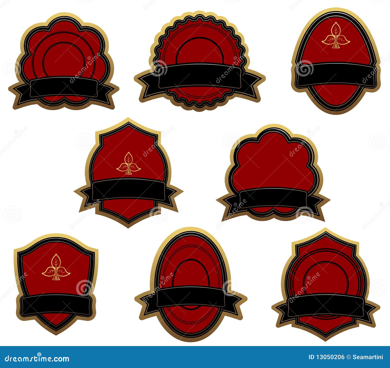 Set of red vintage labels stock vector. Illustration of frame - 13050206