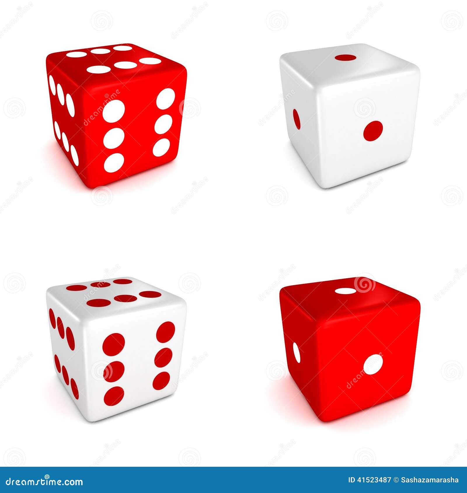 Set of Red and White Game Dices Stock Illustration - Illustration of ...