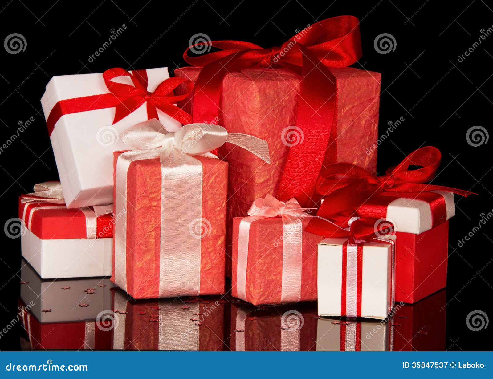 Set of Red and White Gift Boxes Stock Image - Image of celebrate ...