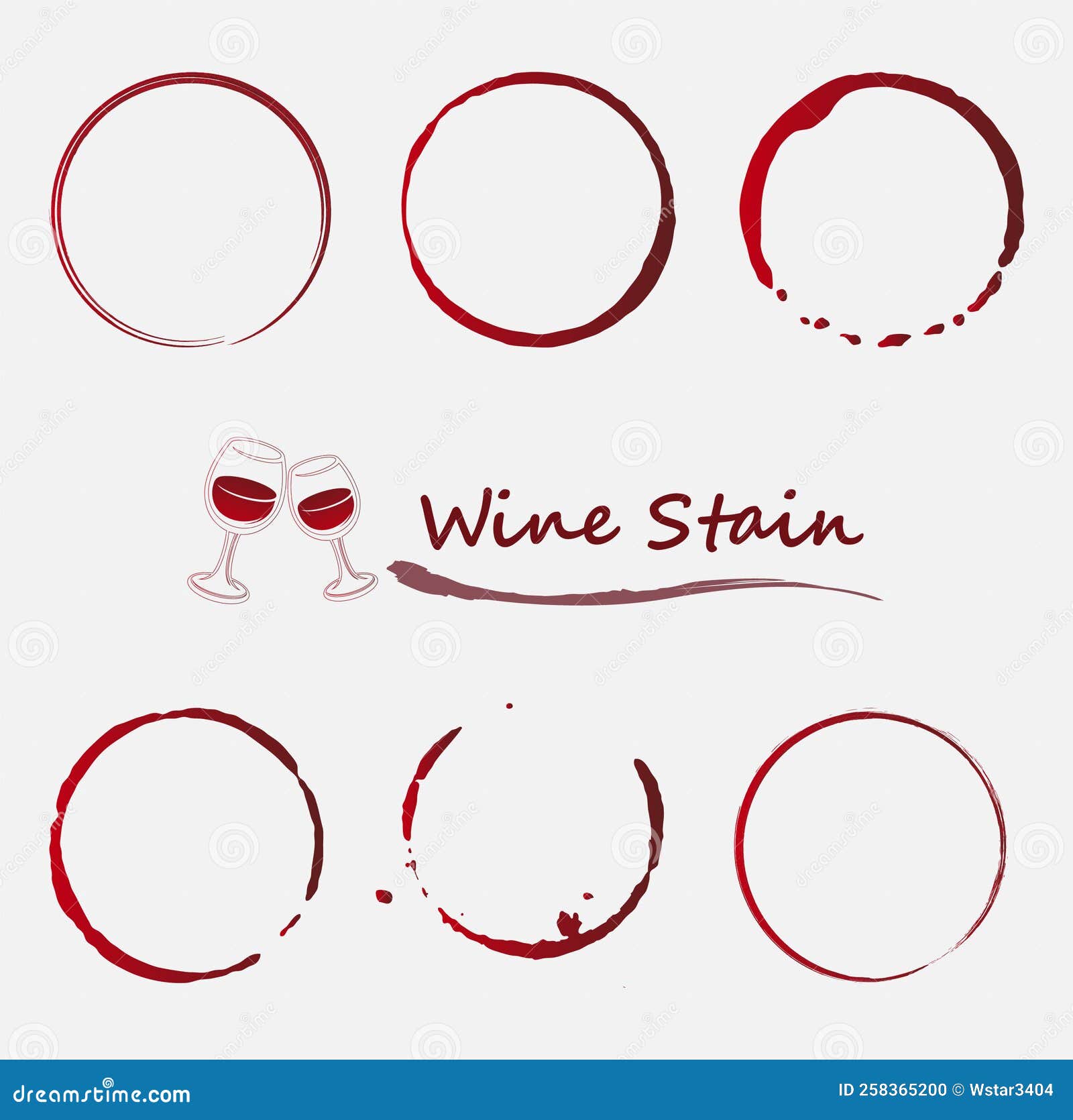 Set of Red Wine Stains, Spots, Drops and Splatters Isolated on White ...