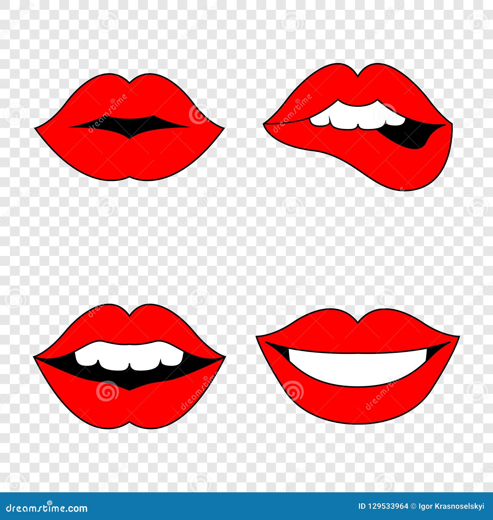 Set of Red Womans Lips. Lips Set. Lips in Flat Design Stock Vector ...