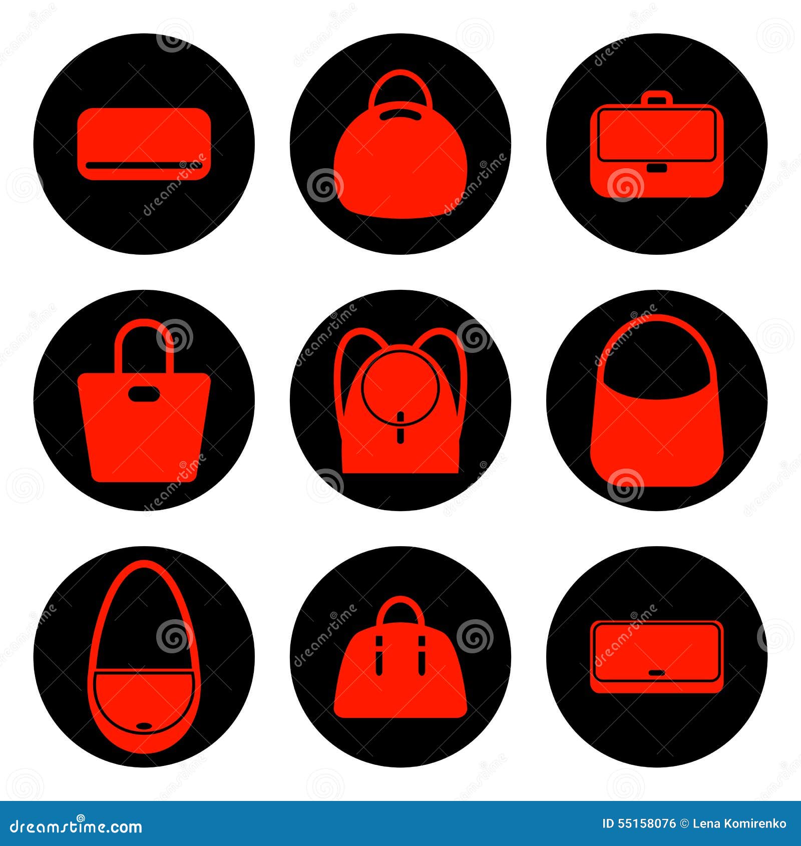 Set of Red Womens Bags Icons Stock Vector - Illustration of shopper ...