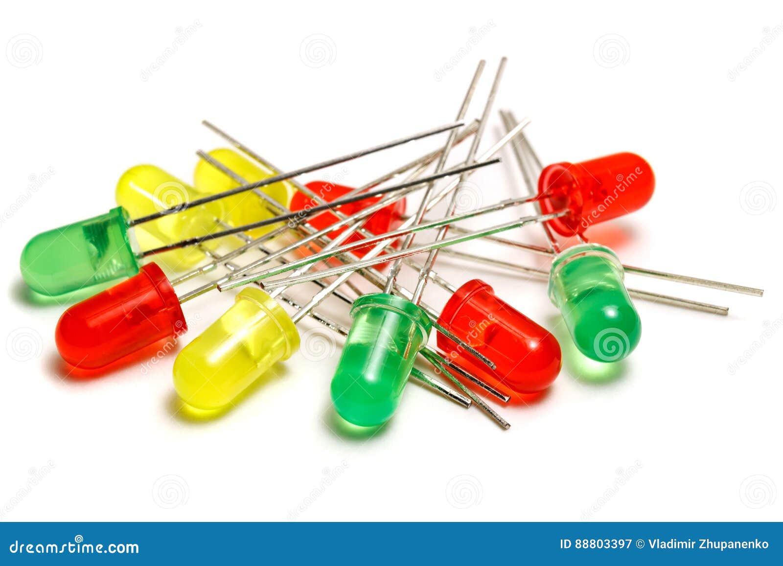 Set of Red, Yellow and Green LED Diodes on a White Background Stock ...