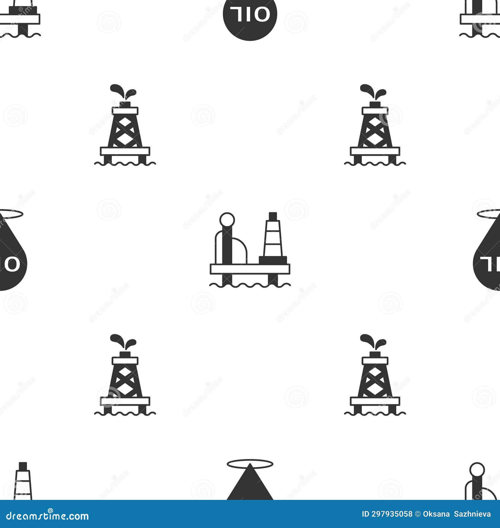 Set Refill Petrol Fuel Location, Oil Platform in the Sea and Rig on ...