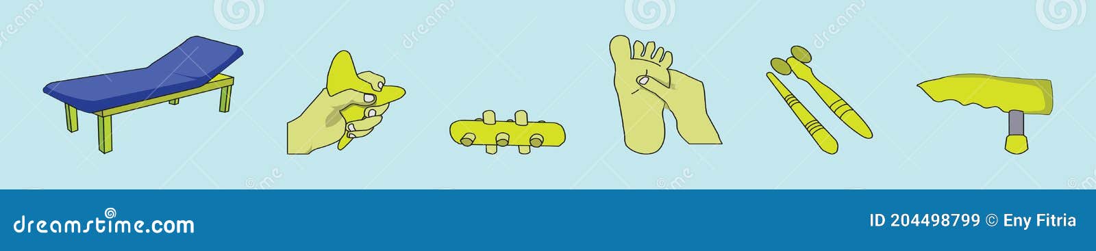 Set of Reflexology Cartoon Icon Design Template with Various Models ...