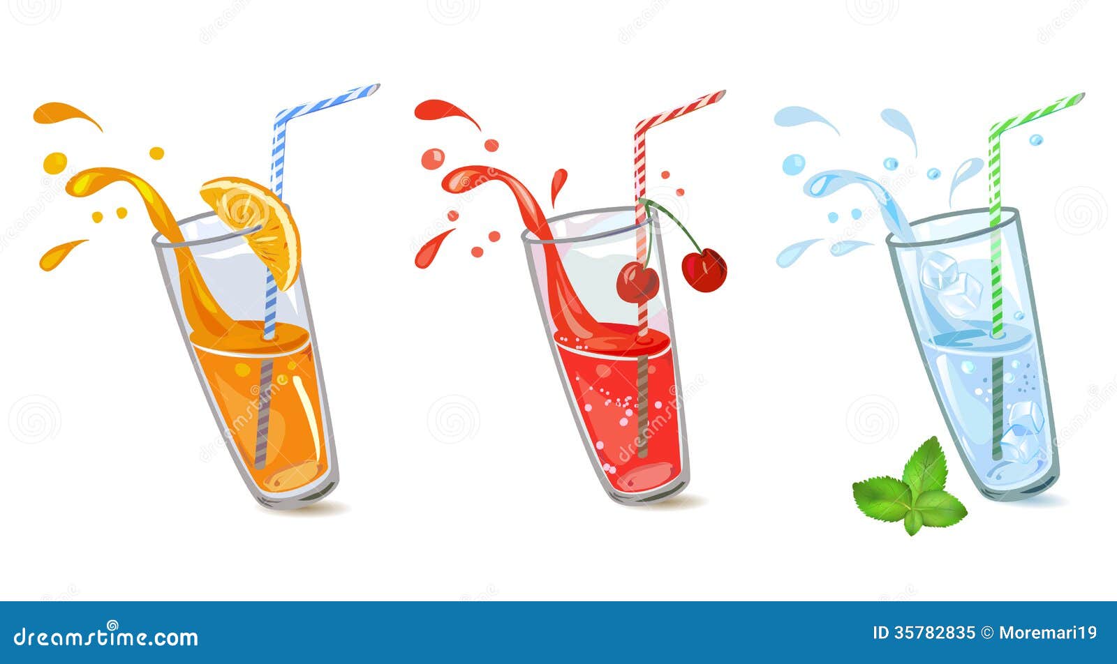 Set of refreshing drinks stock vector. Illustration of tropical - 35782835