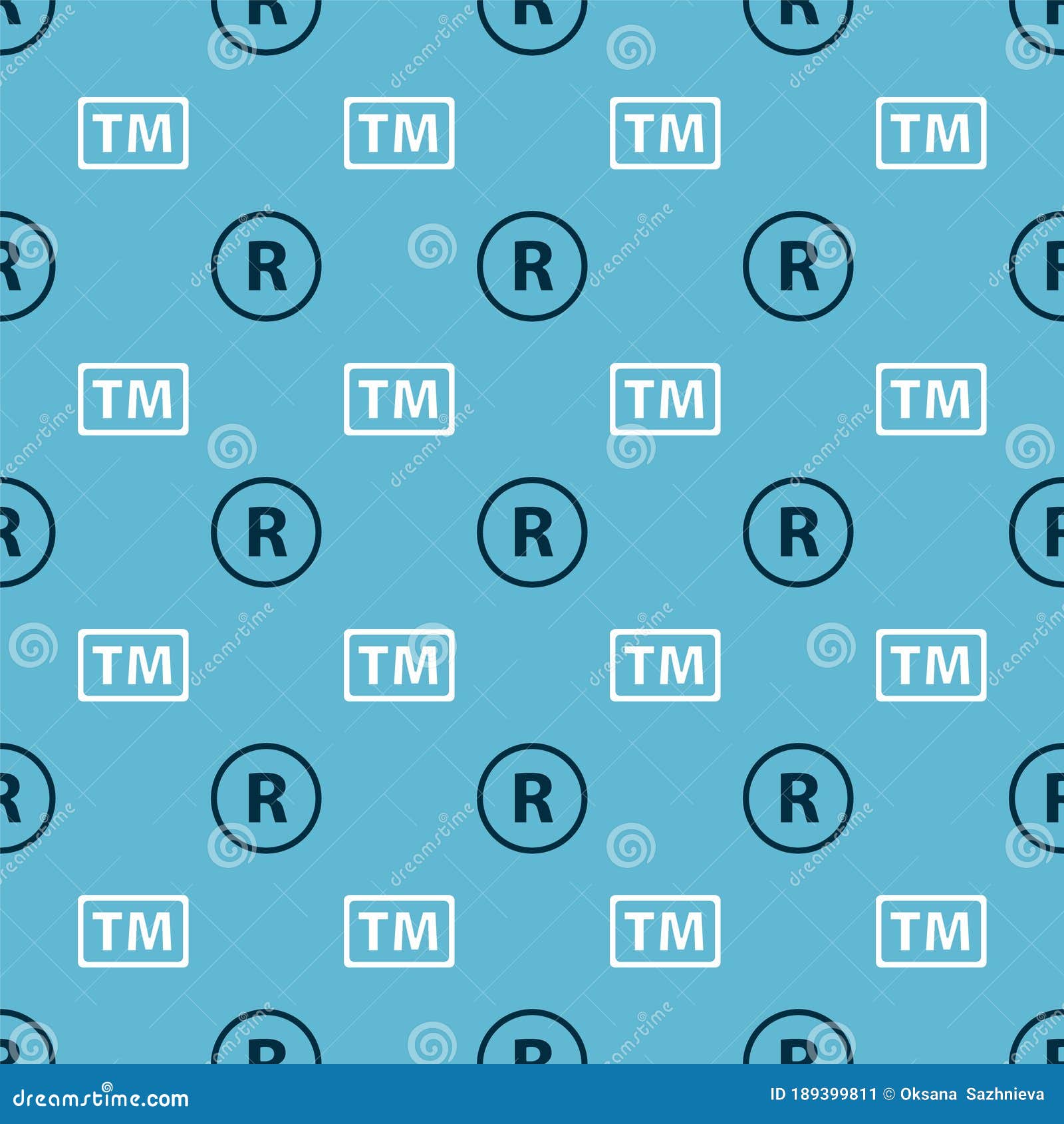 Set Registered Trademark and Trademark on Seamless Pattern. Vector ...
