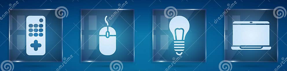 Set Remote Control, Computer Mouse, Light Bulb with Concept of Idea and ...