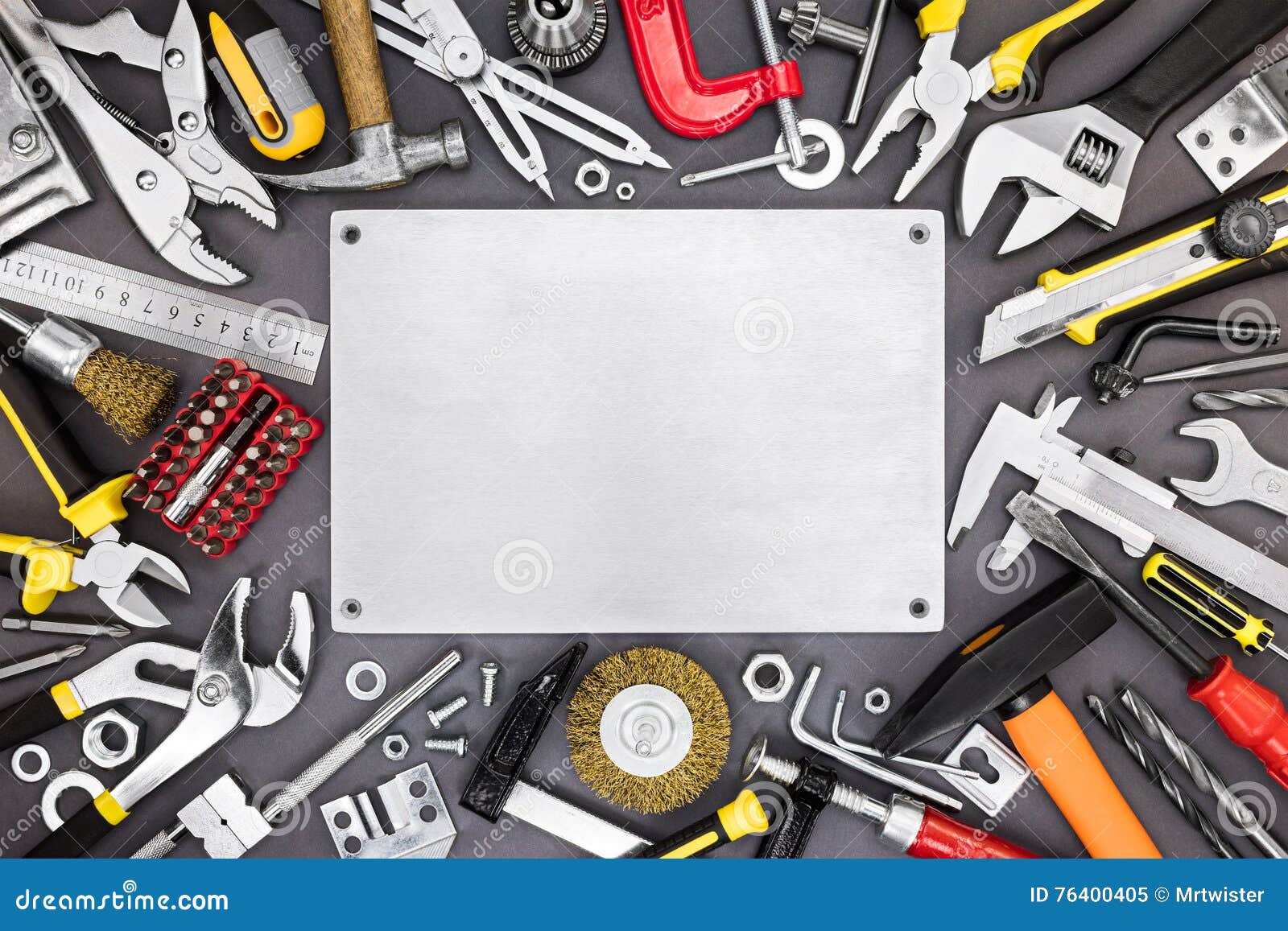 Set of Renovation and Working Tools on DIY Table Background Stock Image ...