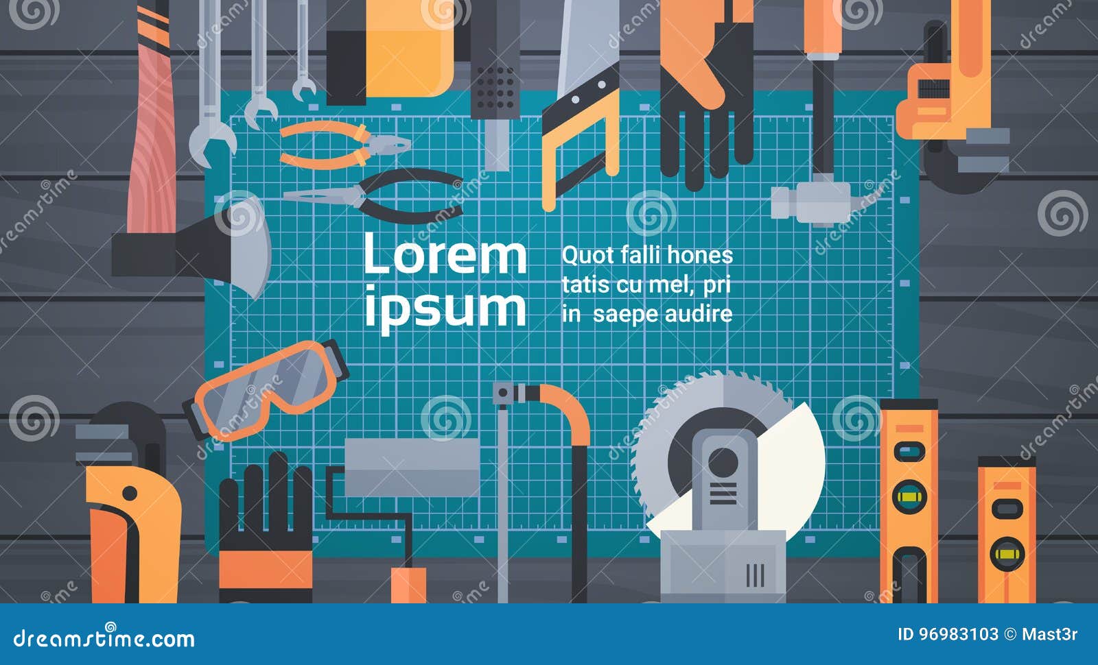 Set of Repair and Construction Working Hand Tools, Equipment Collection ...